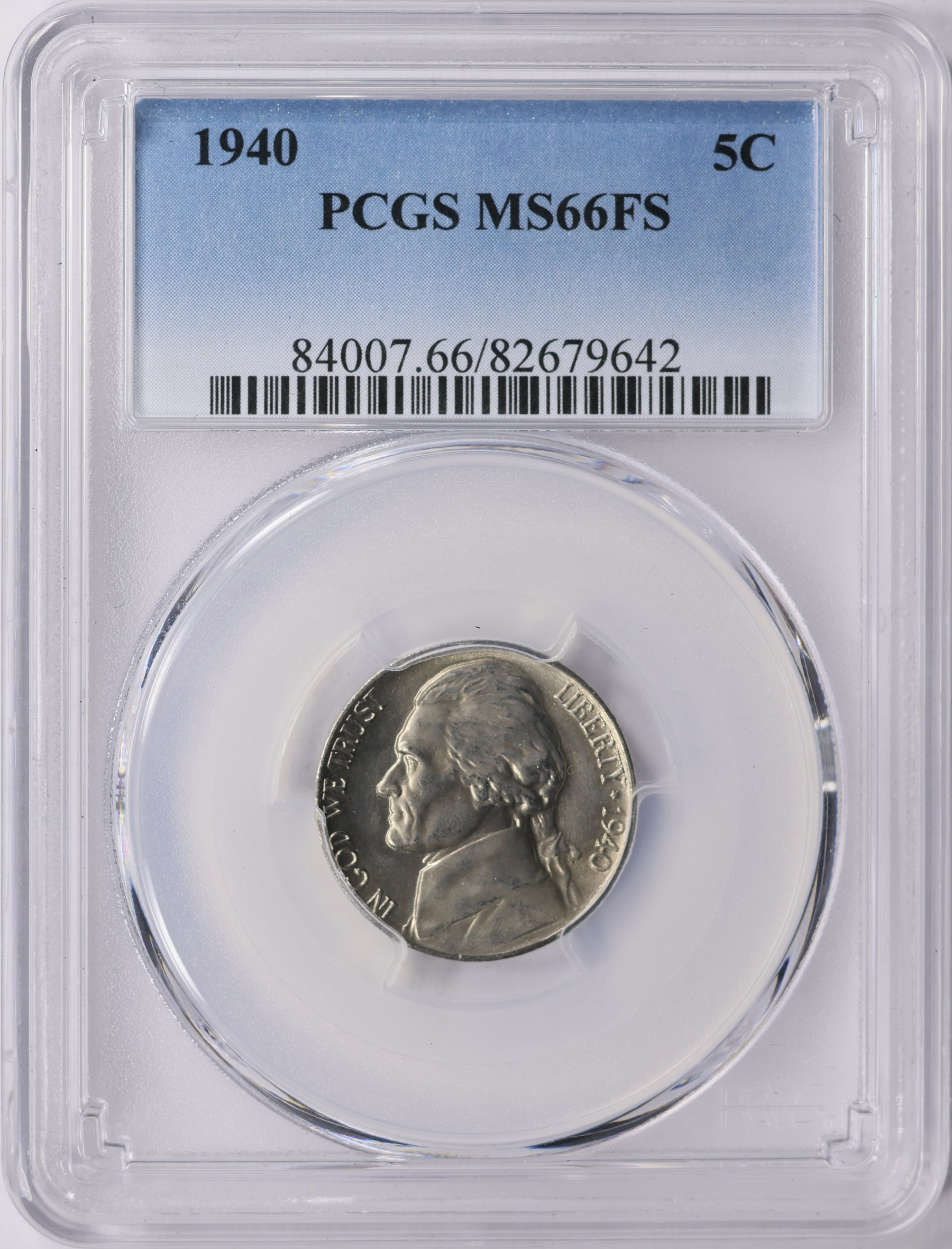 1940 Jefferson Nickel PCGS MS-66 FS (Item 1803444) | GreatCollections Coin Auctions