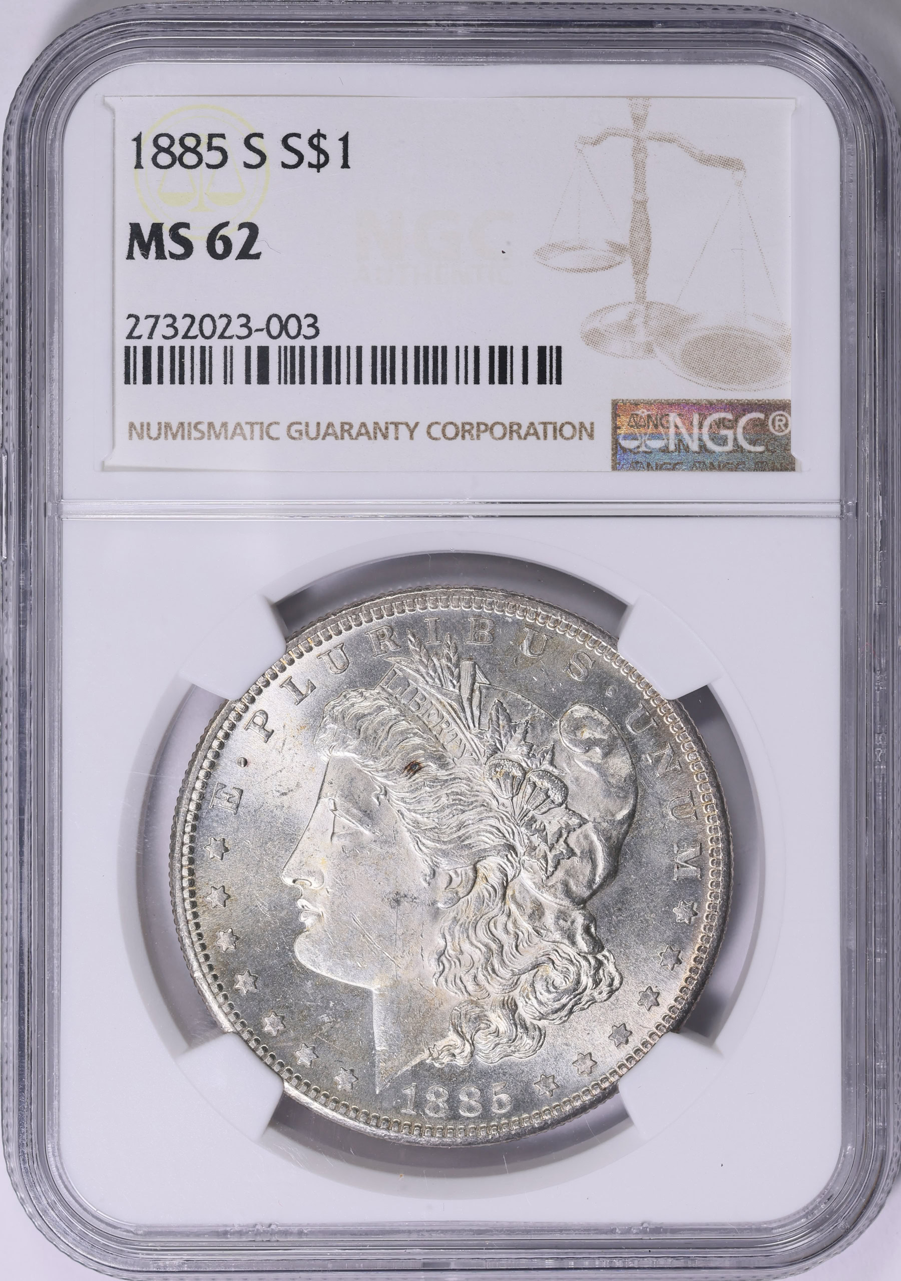 1885-S Morgan Silver Dollar NGC MS-62 (Item 1803478) | GreatCollections ...