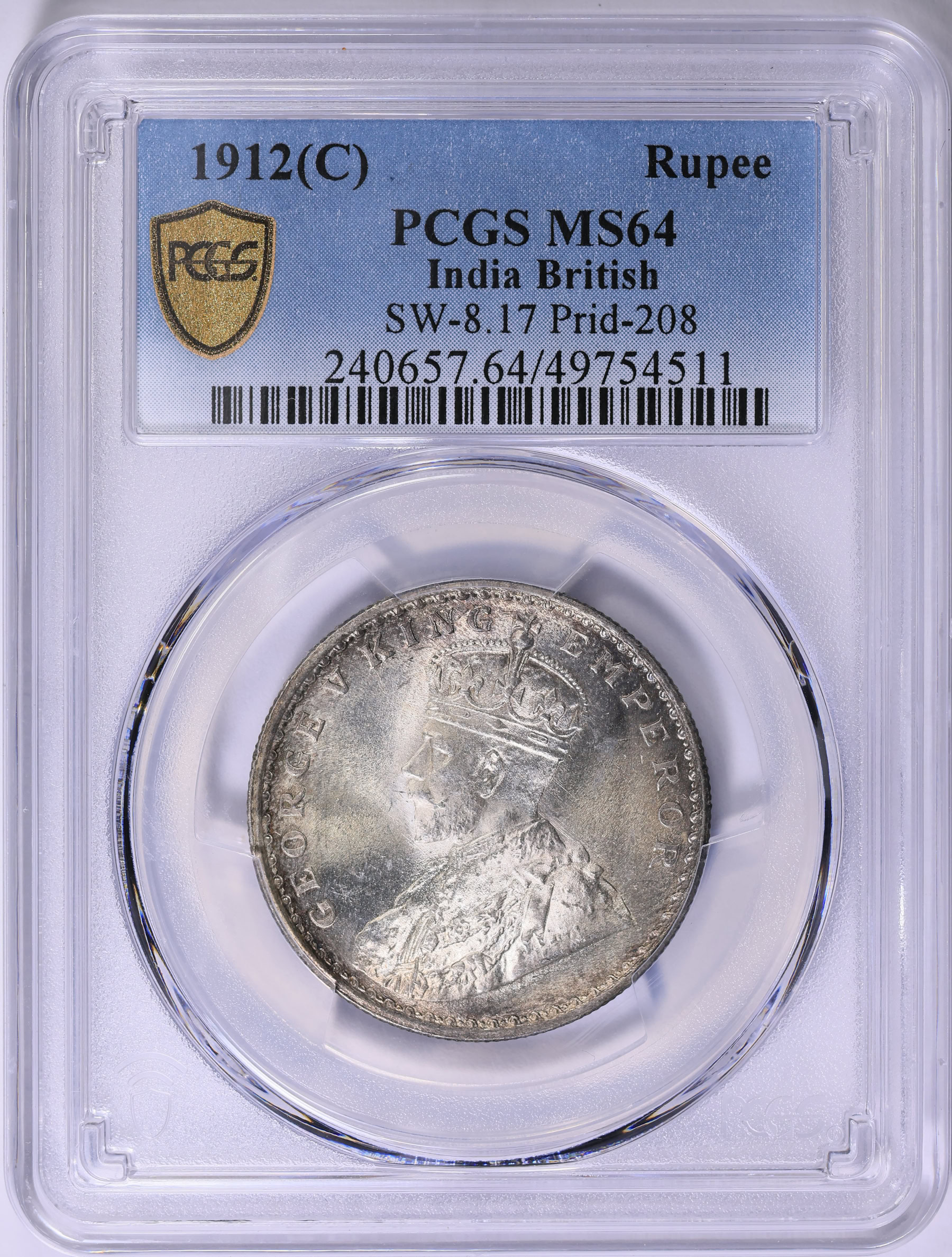 India 1912-(C) Silver Rupee KM-524 PCGS MS-64 (Item 1803513 ...