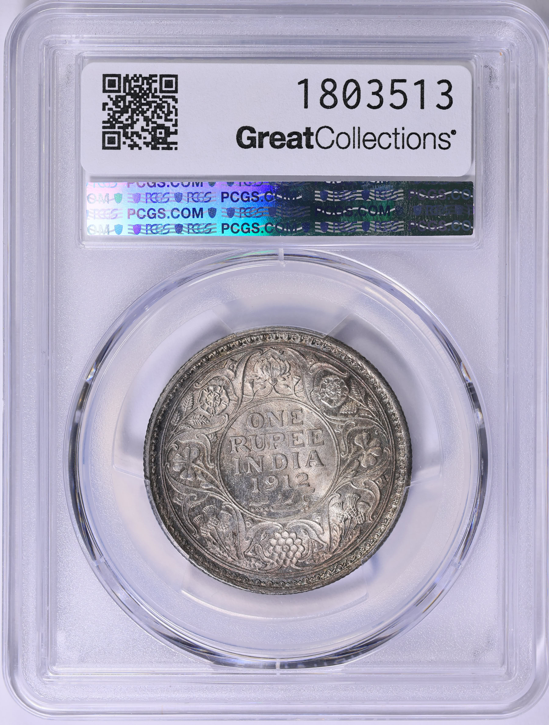 India 1912-(C) Silver Rupee KM-524 PCGS MS-64 (Item 1803513 ...