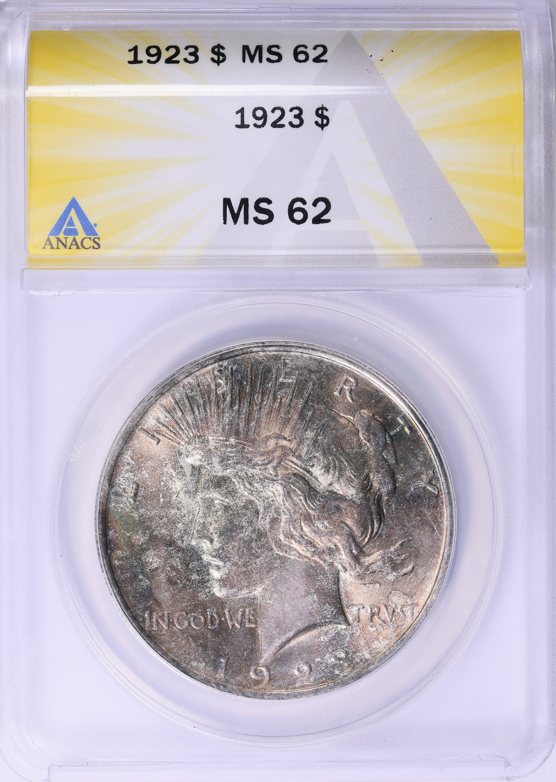 1923 Peace Silver Dollar ANACS MS-62 (Toned) (Item 1803581) | GreatCollections Coin Auctions