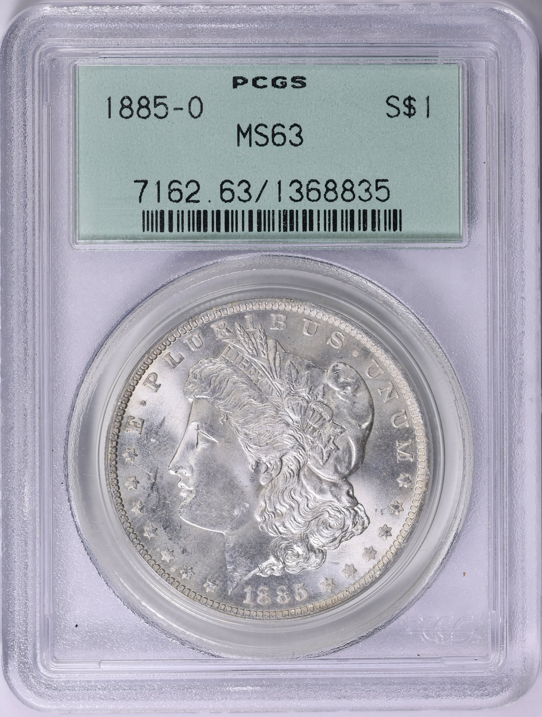 1885-O Morgan Silver Dollar PCGS MS-63 OGH (Item 1803583) | GreatCollections Coin Auctions