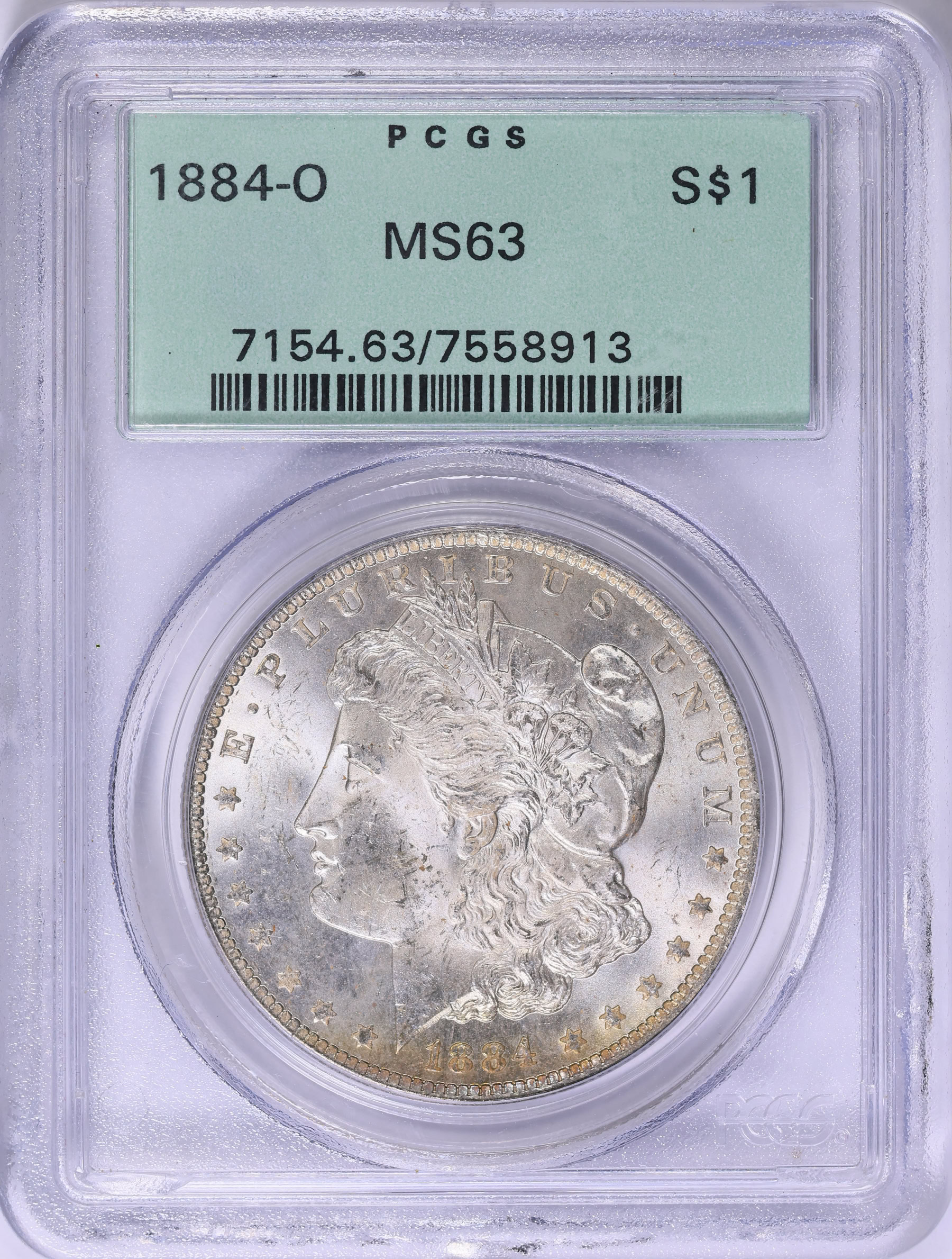 1884-O Morgan Silver Dollar PCGS MS-63 OGH (Toned) (Item 1803584) | GreatCollections Coin Auctions