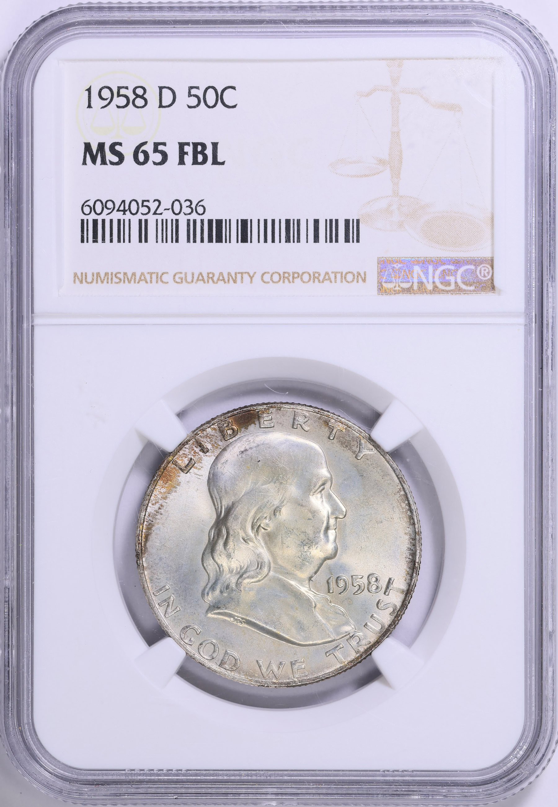 1958-D Franklin Half Dollar NGC MS-65 FBL (Item 1803594 ...