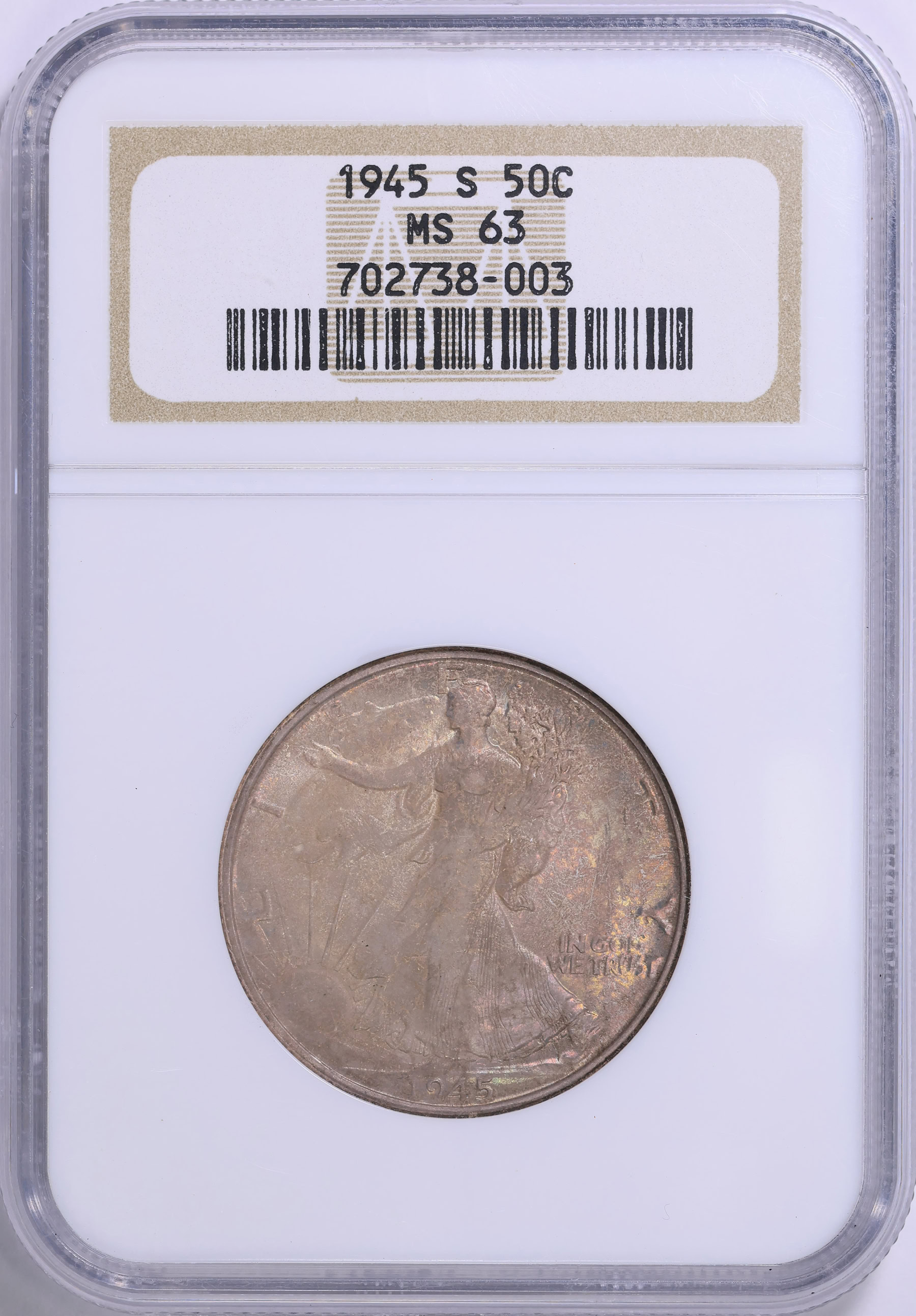 1945-S Walking Liberty Half Dollar NGC MS-63 (Toned) (Item 1803597) | GreatCollections Coin Auctions
