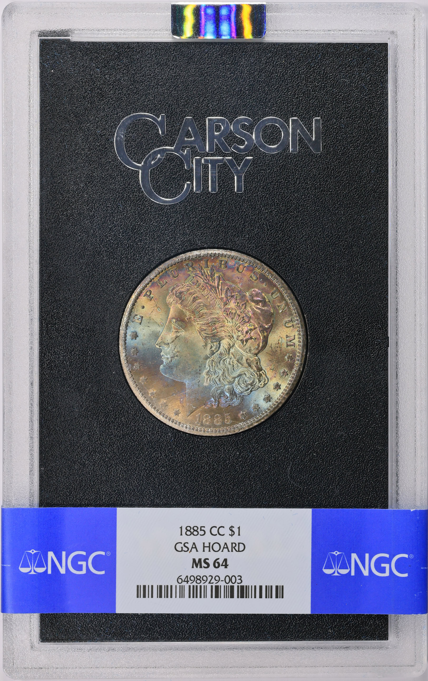 1885-CC Morgan Silver Dollar GSA Hoard NGC MS-64 (GSA Holder) (With GSA Box and Unnumbered ...
