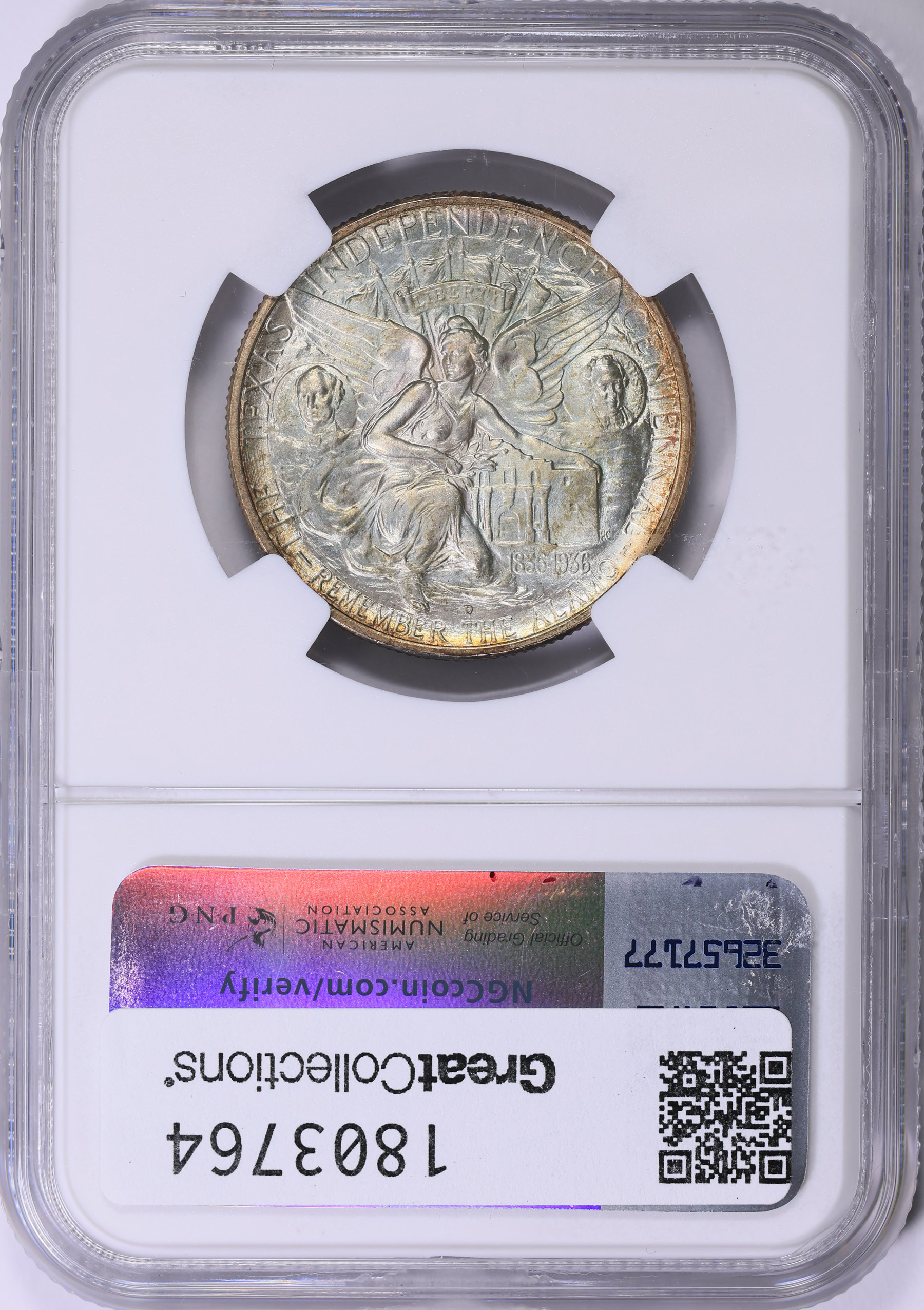 1937-D Texas Centennial Half Dollar NGC MS-67+ (CAC Green) (Toned ...