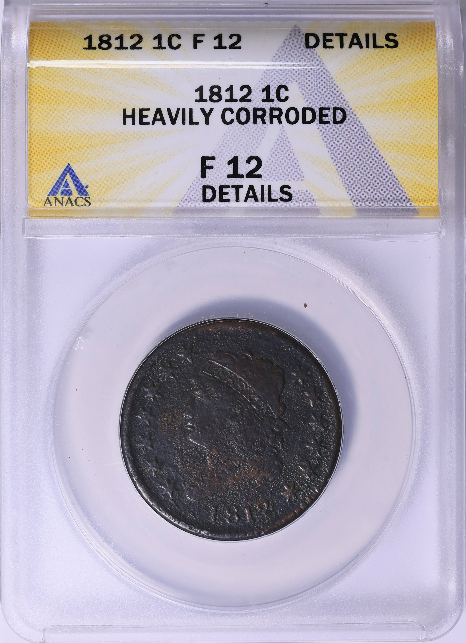 1812 Classic Cent Large Date ANACS F-12 Details (Item 1803805 ...