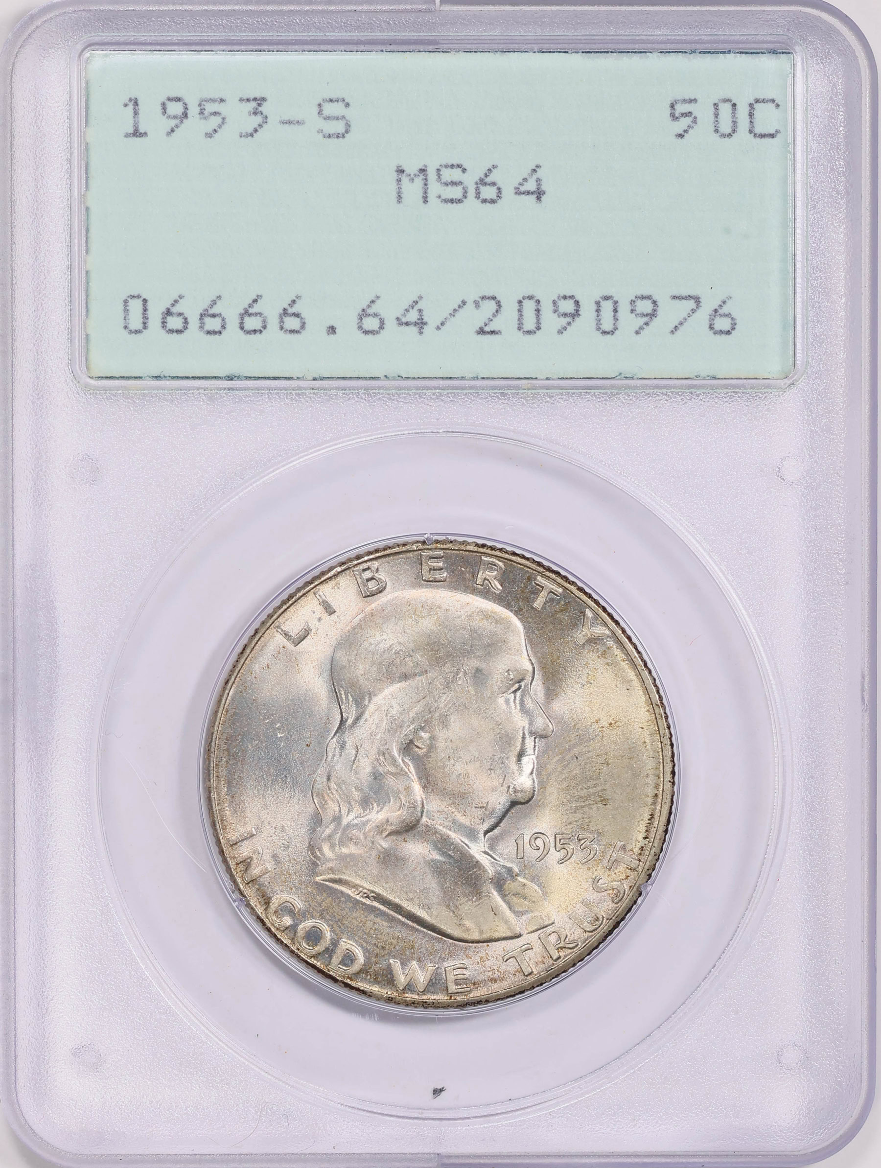1953-S Franklin Half Dollar PCGS MS-64 OGH (1st Gen) (Item 1803841) | GreatCollections Coin Auctions