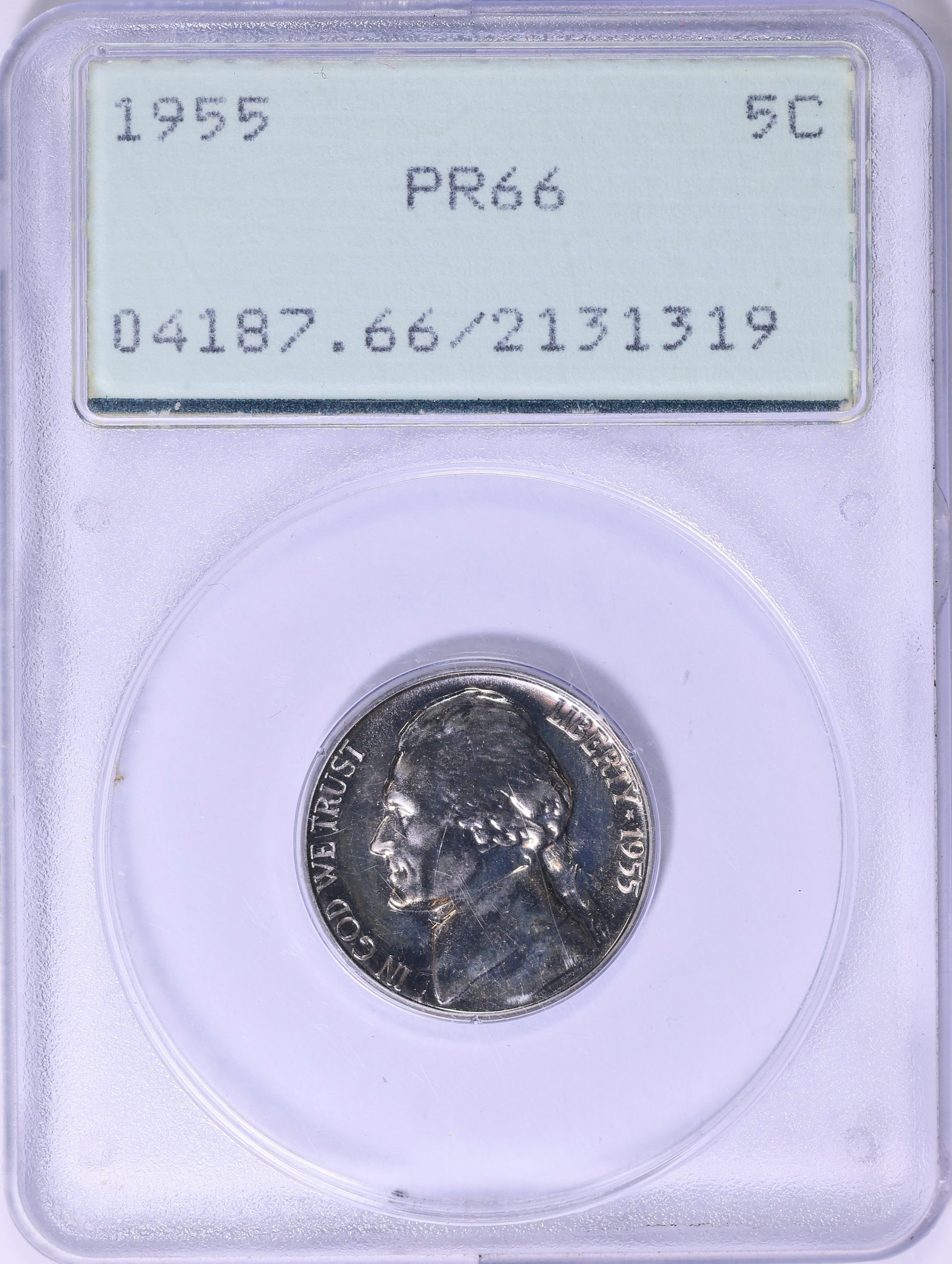 1955 Jefferson Nickel PCGS Proof-66 OGH (1st Gen) (Toned) (Item 1803858) | GreatCollections Coin ...