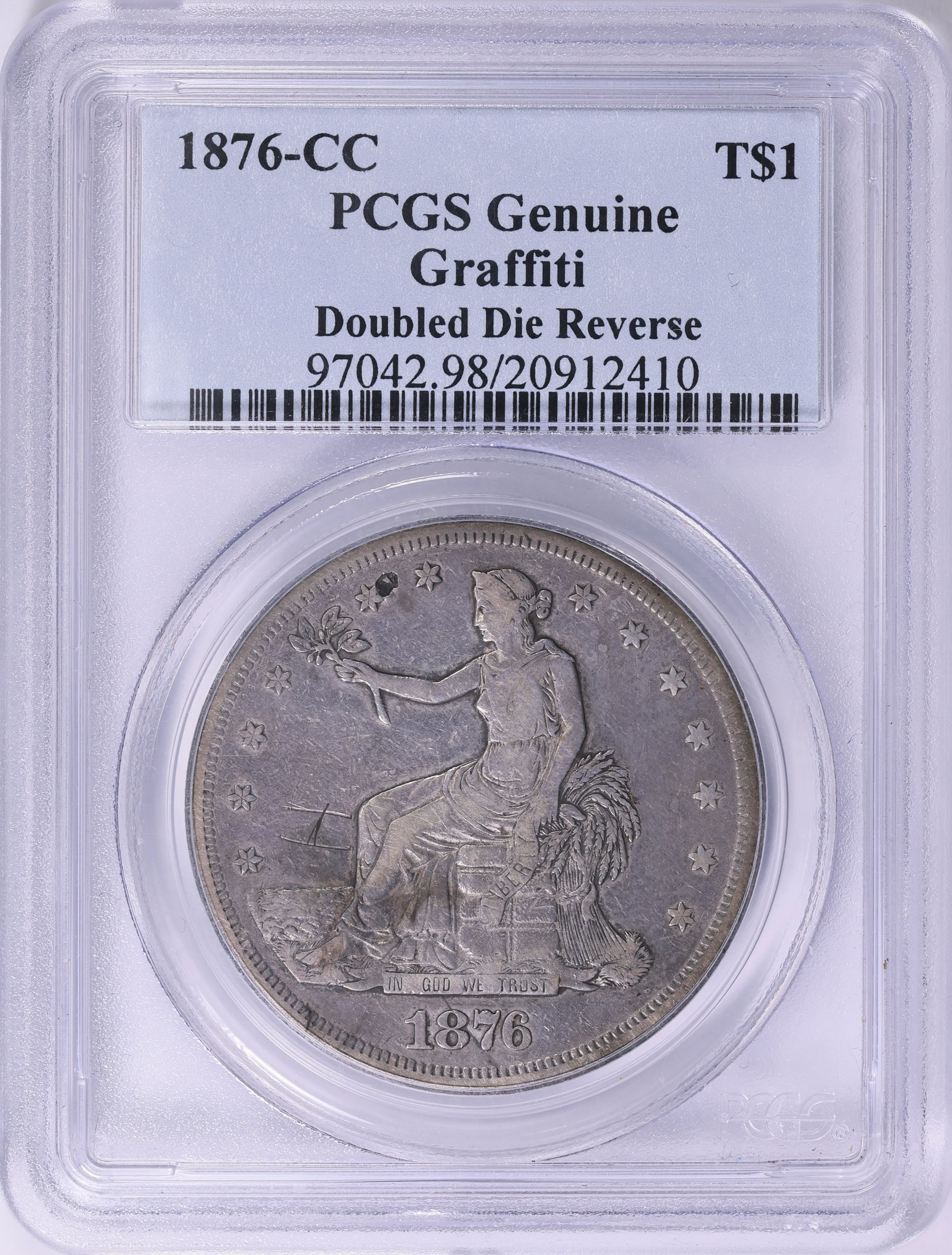 1876-CC Trade Silver Dollar Doubled Die Reverse PCGS Genuine (Item 1803875) | GreatCollections ...