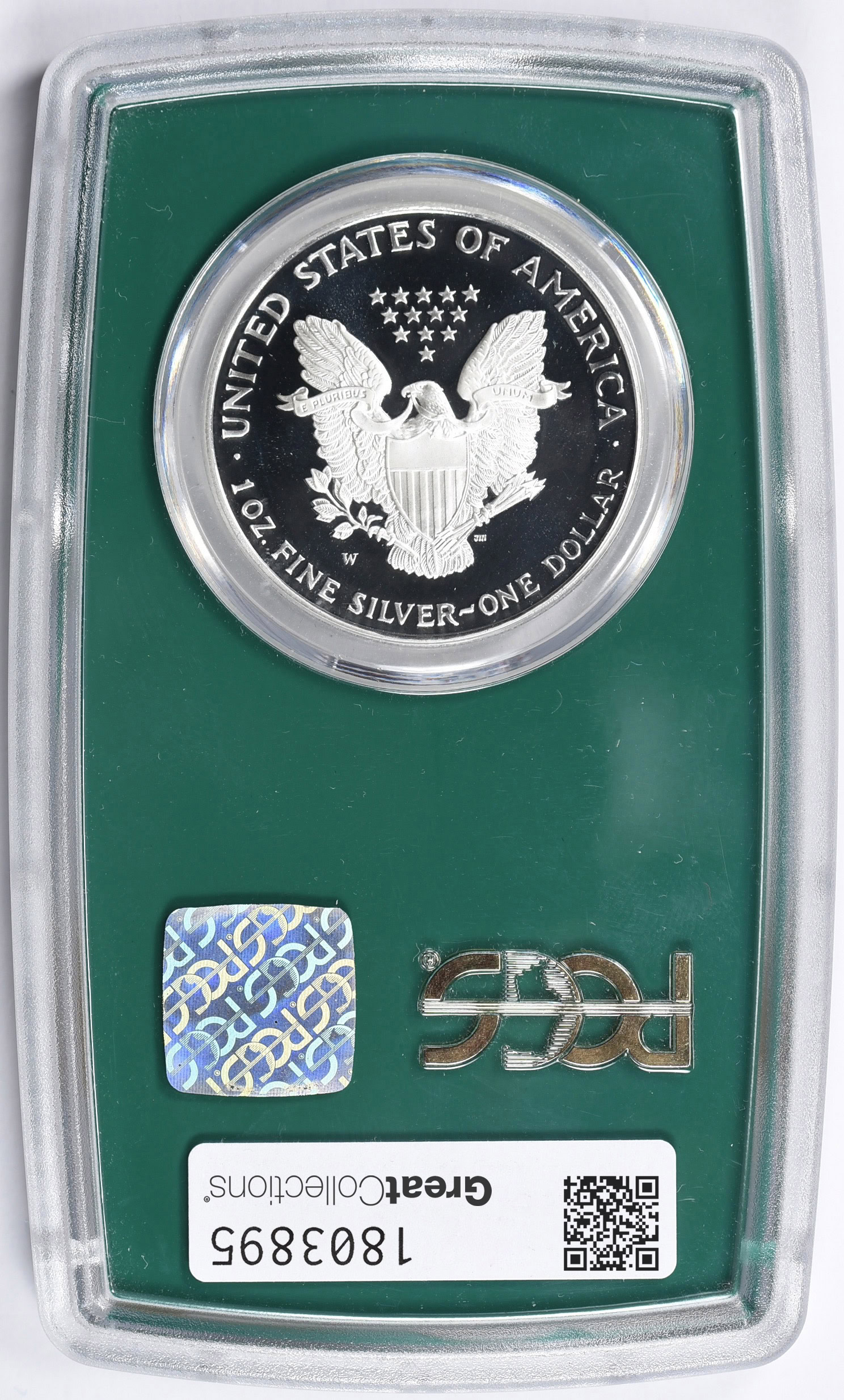 1995-W $1 Silver Eagle (From the 10th Anniversary Set) PCGS Proof-69 ...