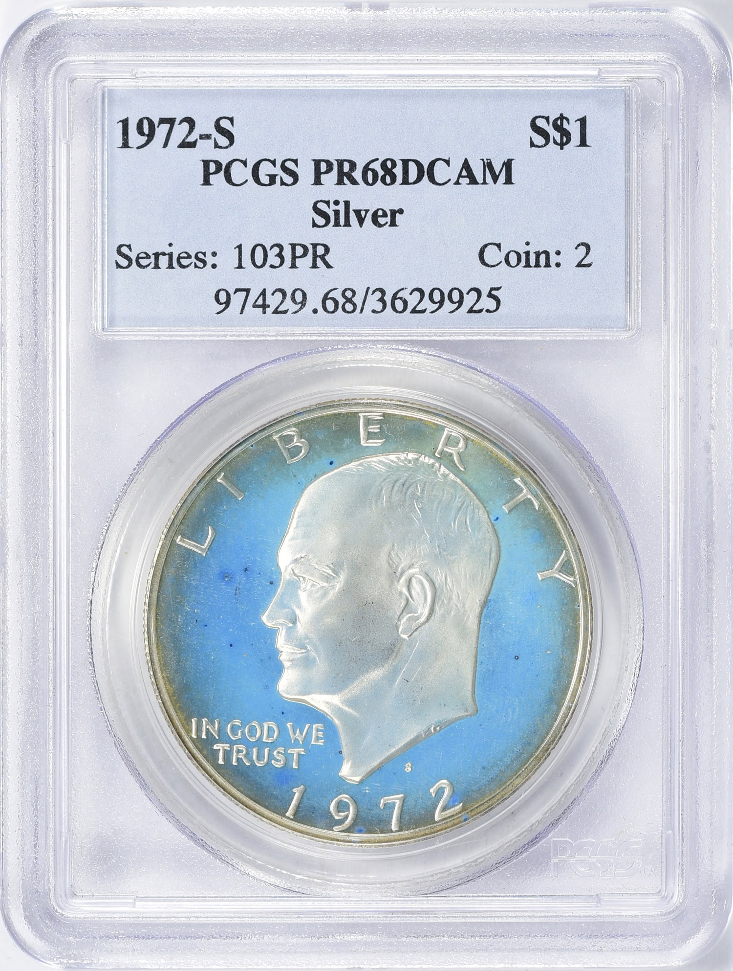 1972-S Eisenhower Dollar Silver PCGS Proof-68 DCAM (Item 1803955) | GreatCollections Coin Auctions