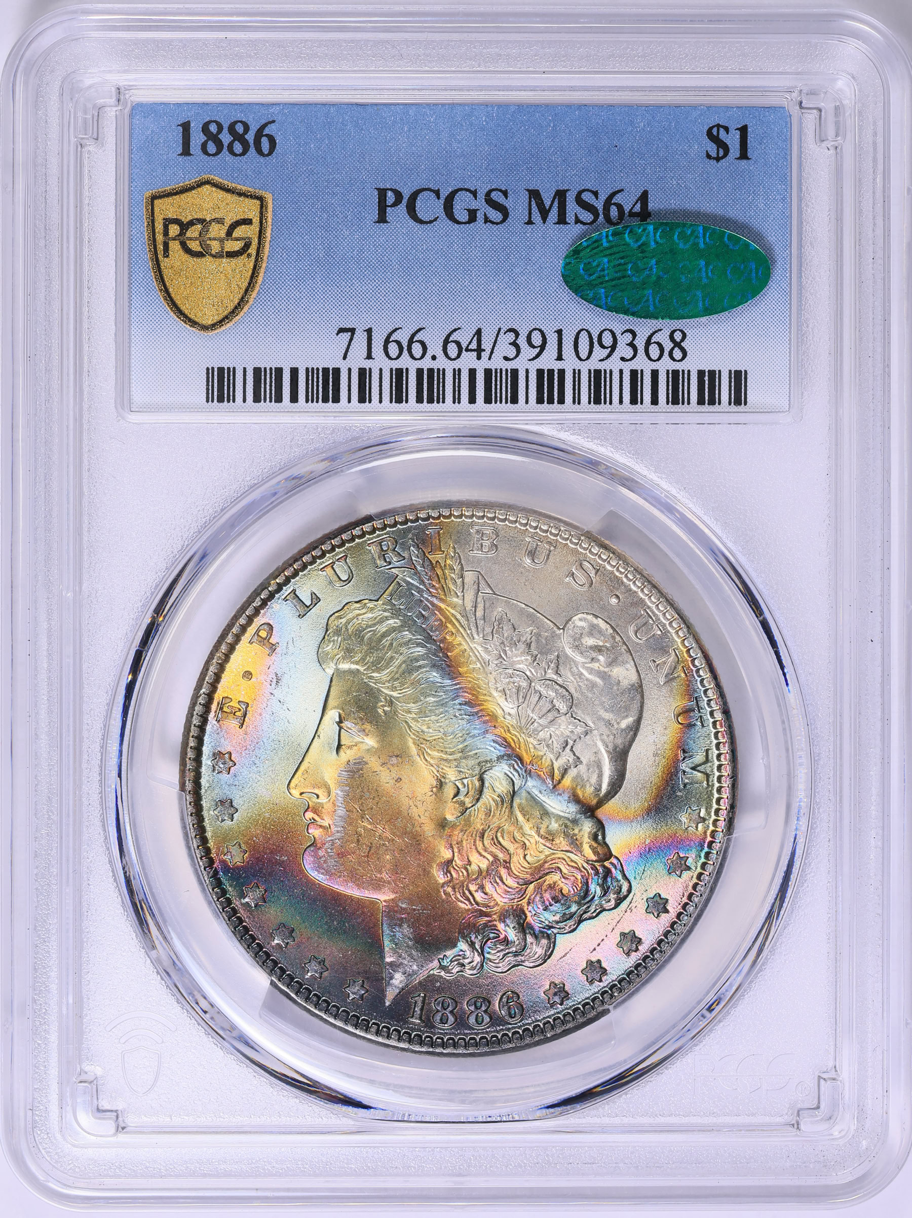 1886 Morgan Silver Dollar PCGS MS-64 (CAC Green) (Toned) (Item 1804012) | GreatCollections Coin ...