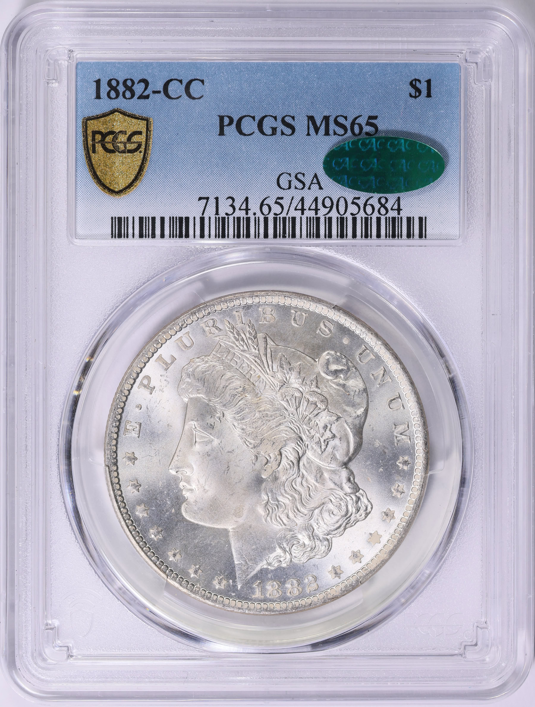 1882-CC Morgan Silver Dollar PCGS MS-65 (CAC Green) (GSA) (Item 1804021) | GreatCollections Coin ...