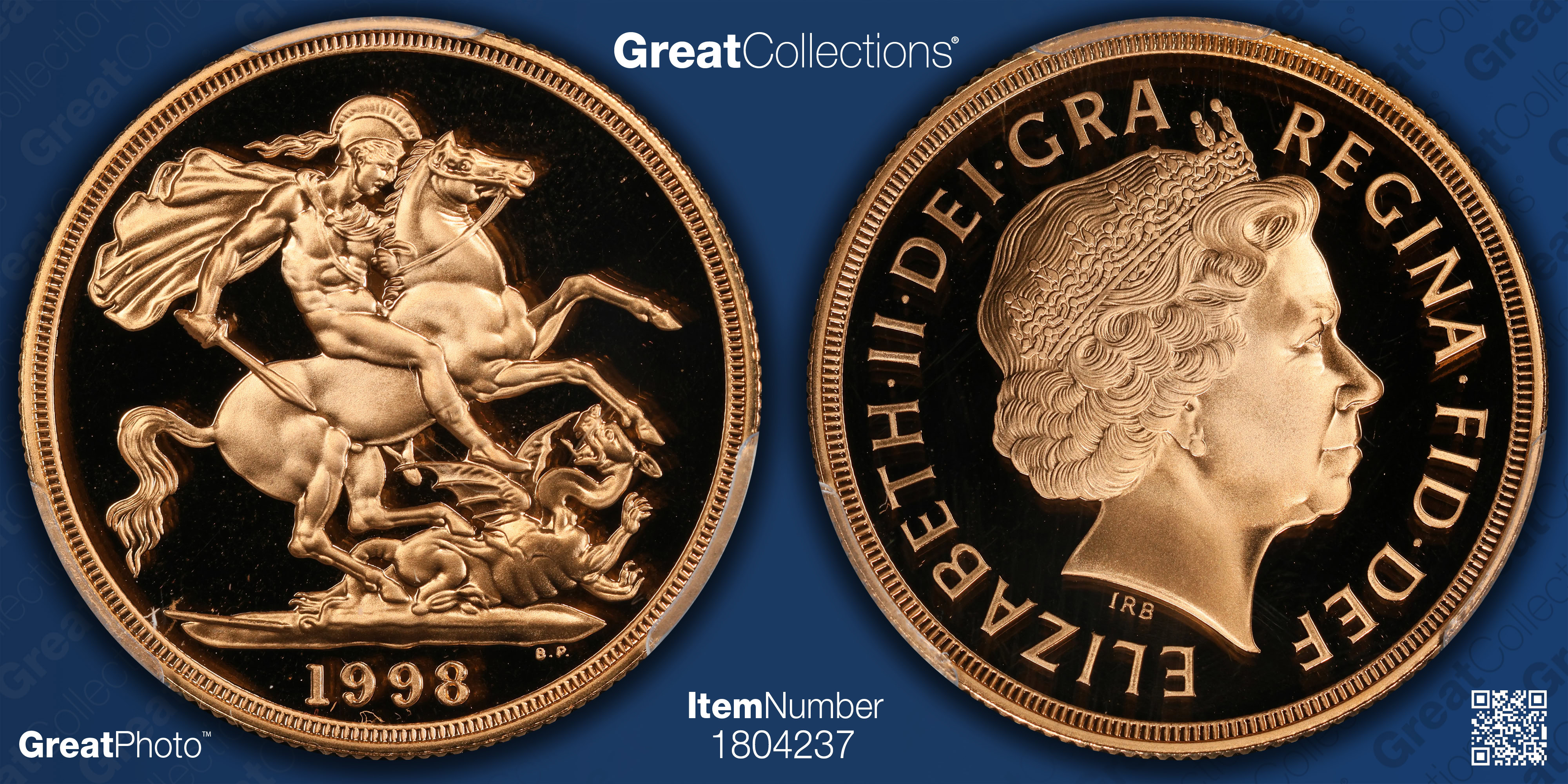 Great Britain 1998 Gold Sovereign St. George KM-1002 PCGS Proof-69 DCAM ...