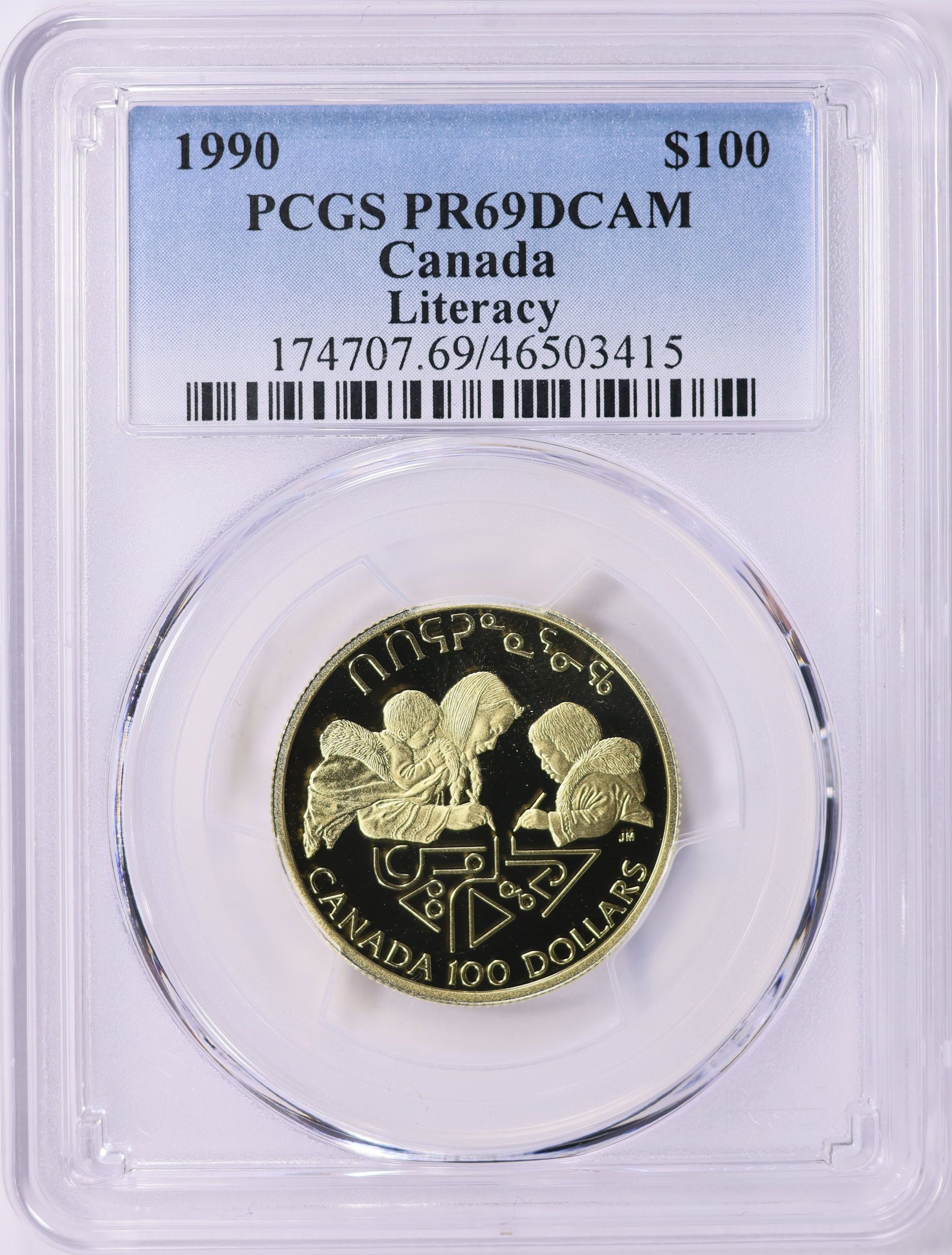 Canada 1990 Gold $100 International Literacy Year KM-171 PCGS Proof-69 ...