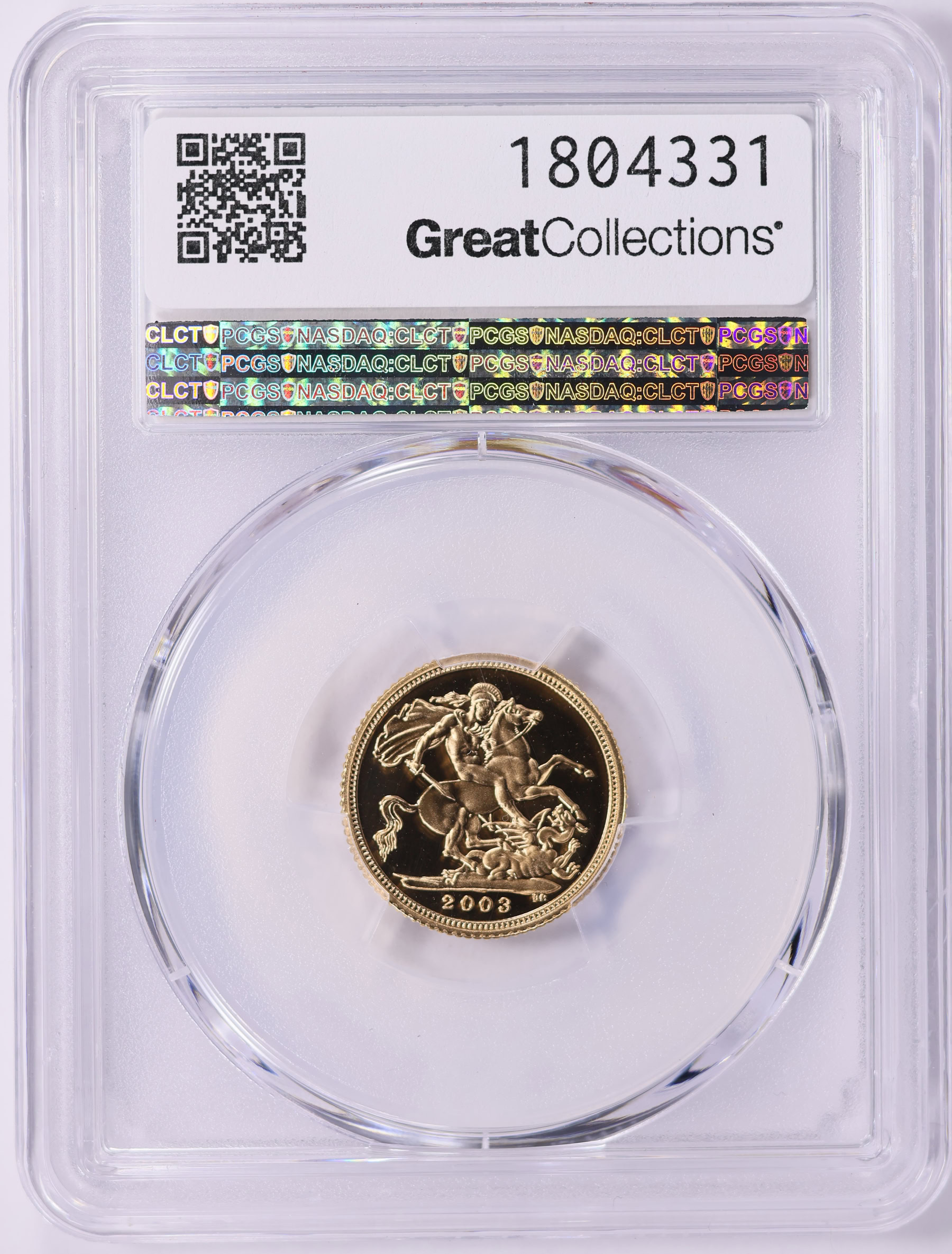 Great Britain 2003 Gold 1/2 Sovereign St. George KM-1001 PCGS Proof-70 ...