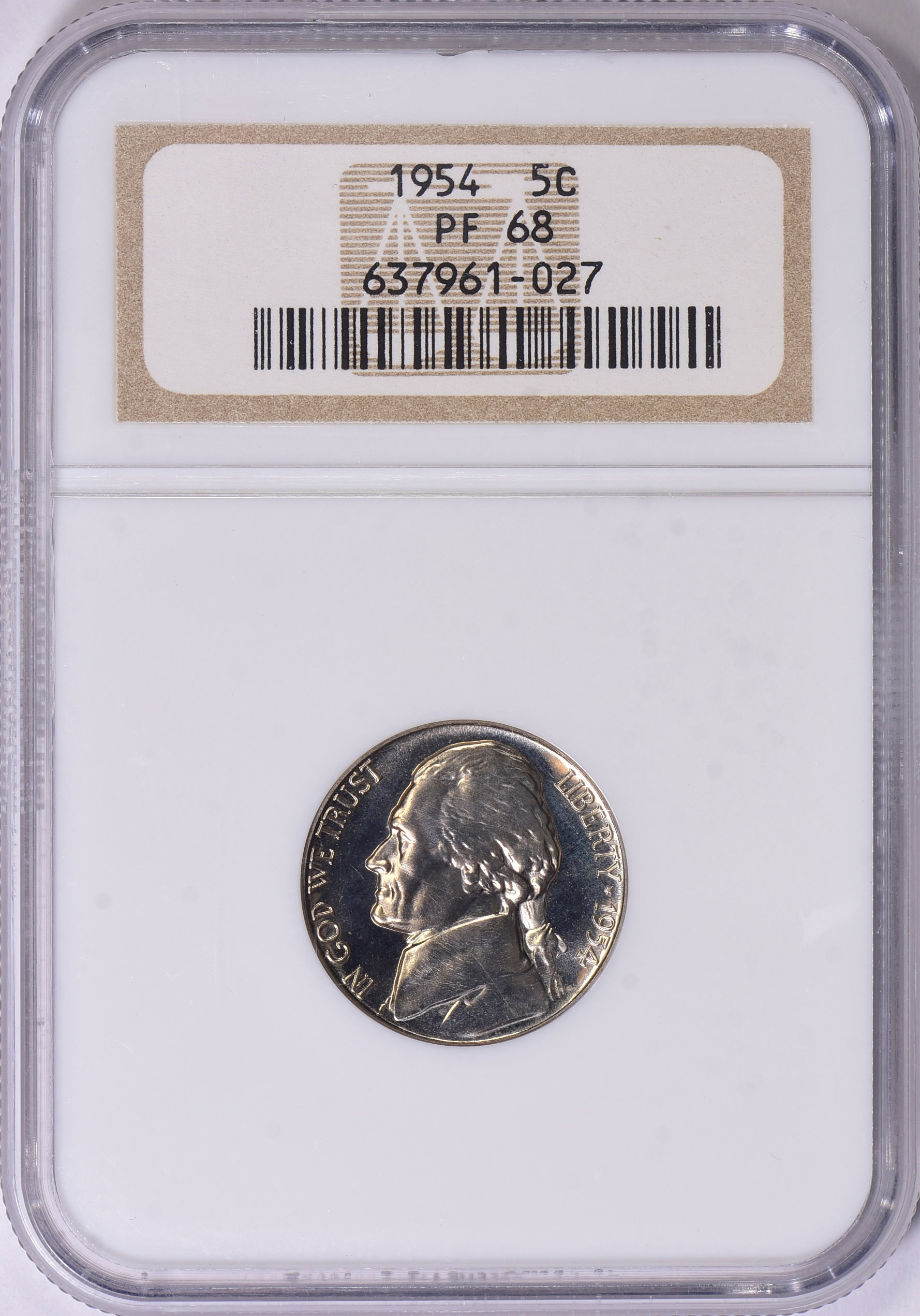 1954 Jefferson Nickel NGC Proof-68 (Item 1804437) | GreatCollections Coin Auctions
