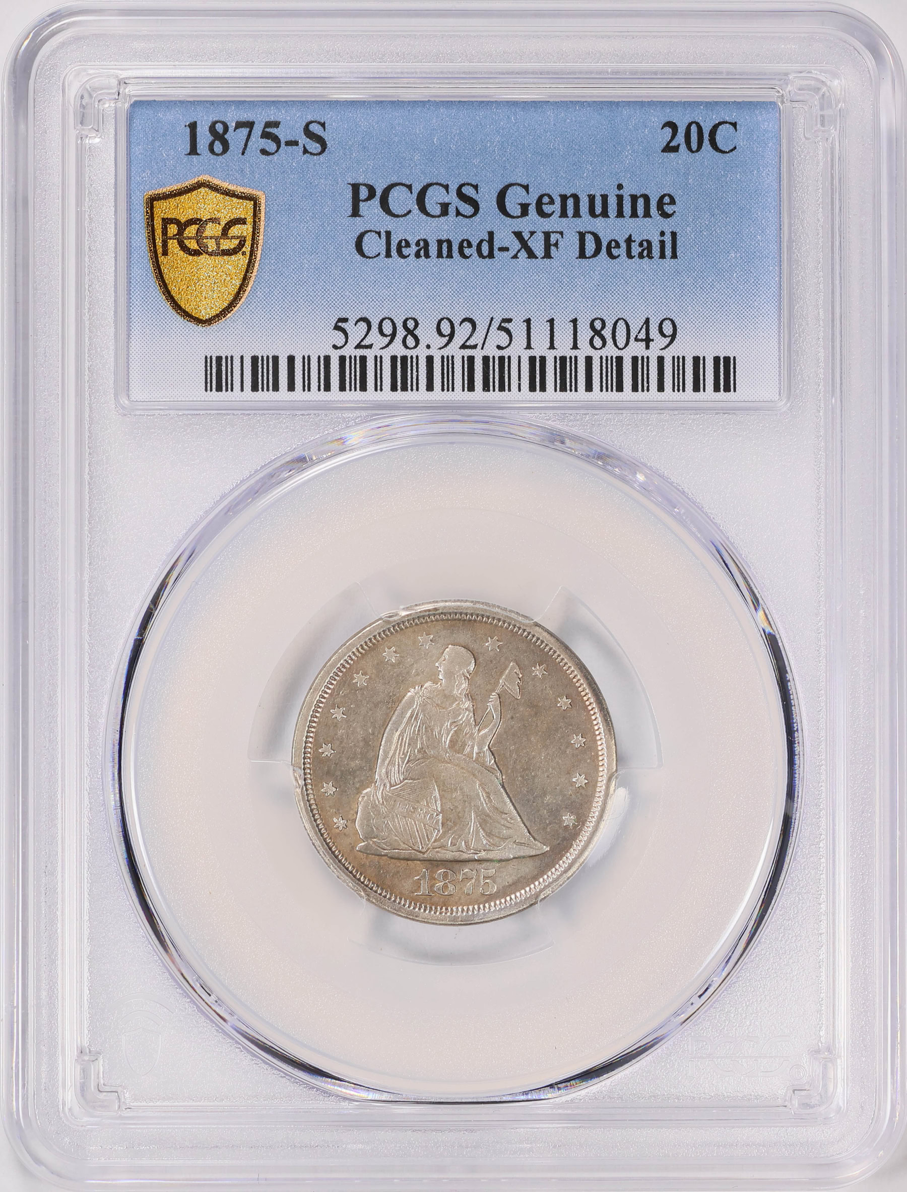 1875-S Twenty-Cent Piece PCGS Genuine XF Details (Item 1804468) | GreatCollections Coin Auctions