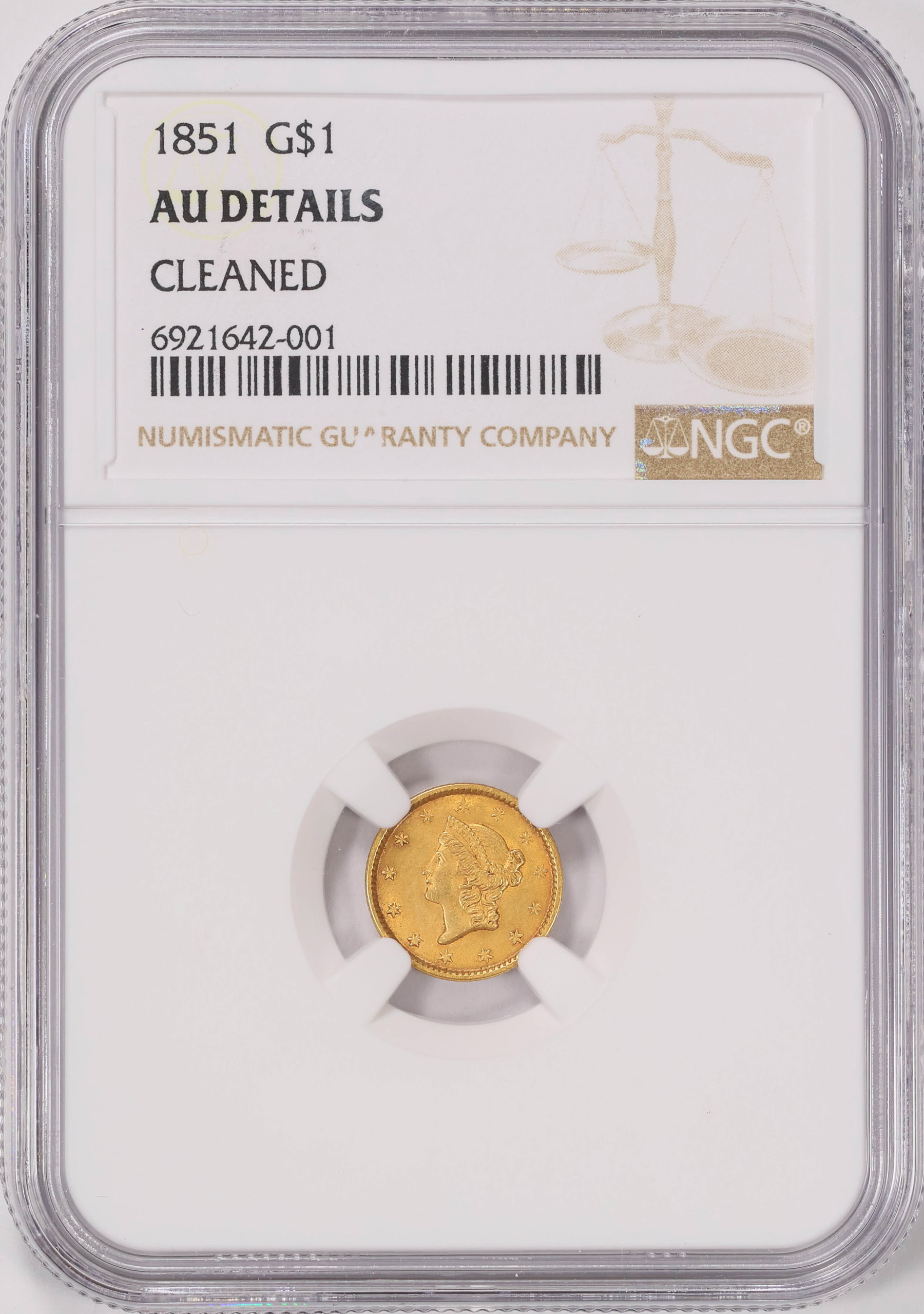 1851 Liberty Gold Dollar NGC AU Details (Item 1804470) | GreatCollections Coin Auctions