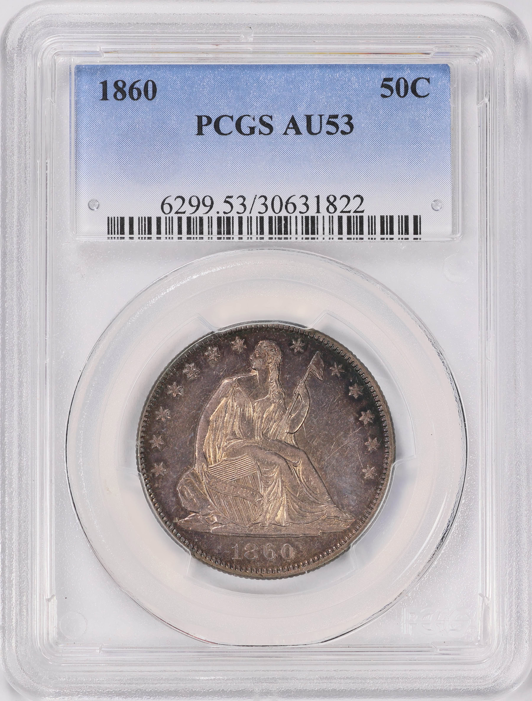 1860 Seated Liberty Half Dollar PCGS AU-53 (Toned) (Item 1804473) | GreatCollections Coin Auctions