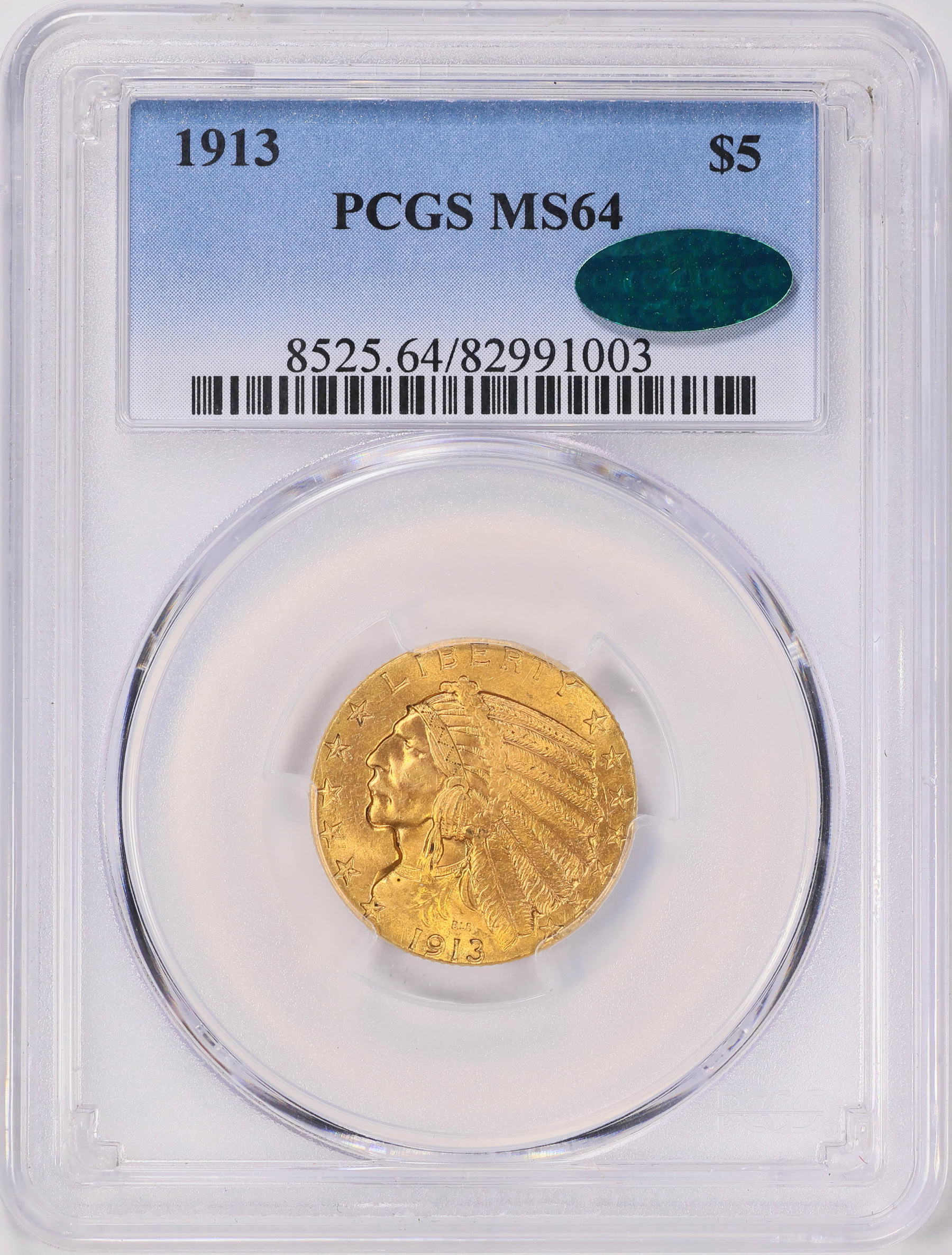1913 Indian Gold Half Eagle PCGS MS-64 (CAC Green) (Item 1804482) | GreatCollections Coin Auctions