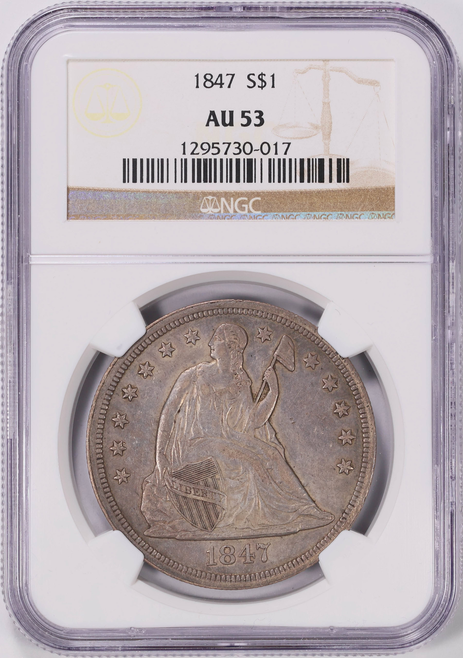 1847 Seated Liberty Silver Dollar NGC AU-53 (Item 1804548 ...