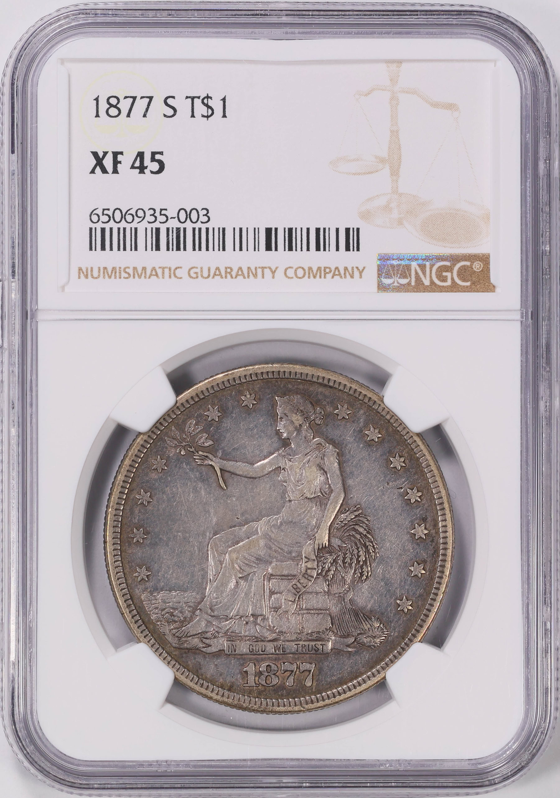 1877-S Trade Silver Dollar NGC XF-45 (Item 1804549) | GreatCollections Coin Auctions