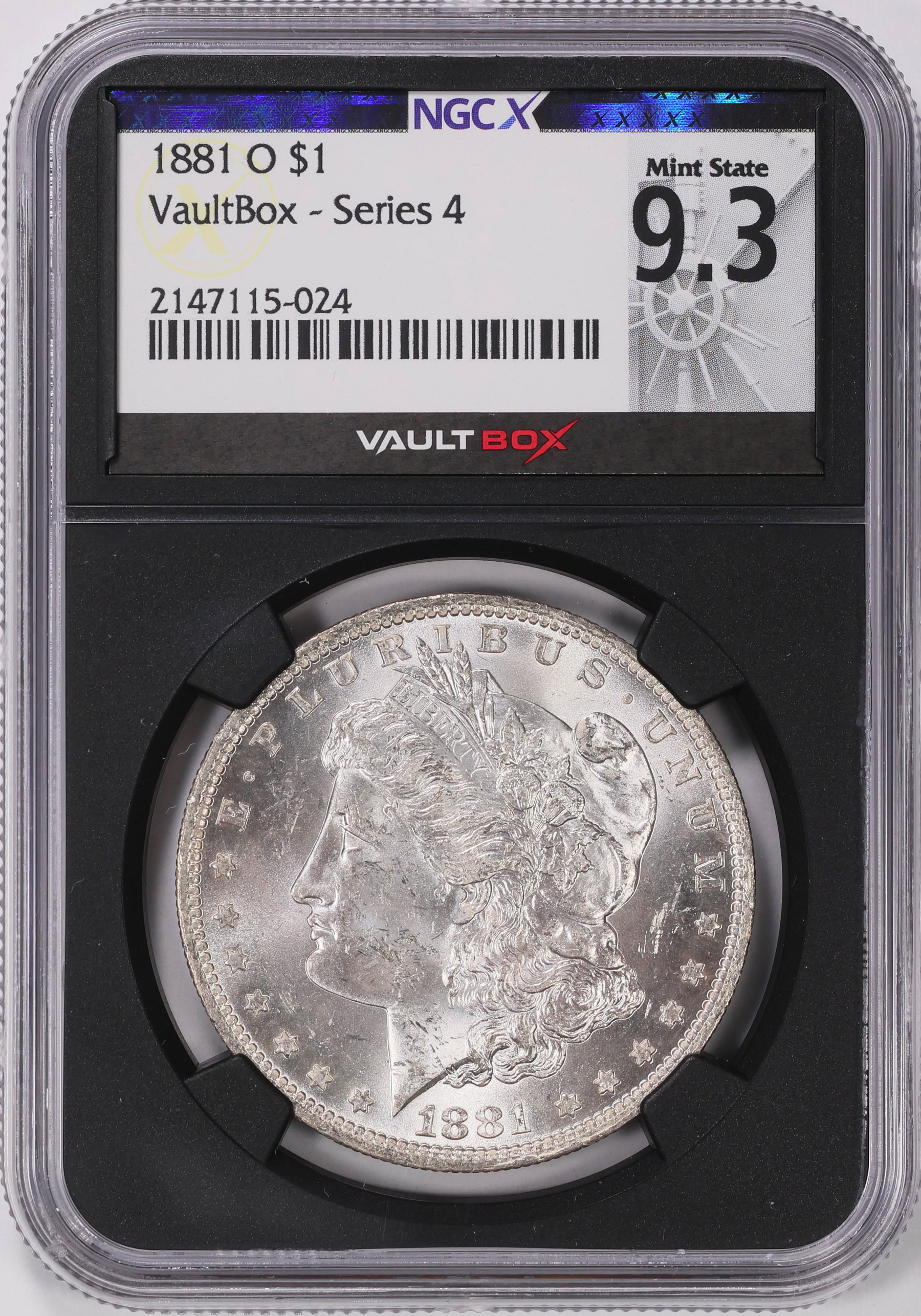 1881-O Morgan Silver Dollar NGCX Mint State 9.3 (NGC MS-63) (VaultBox Series 4) (Item 1804551 ...