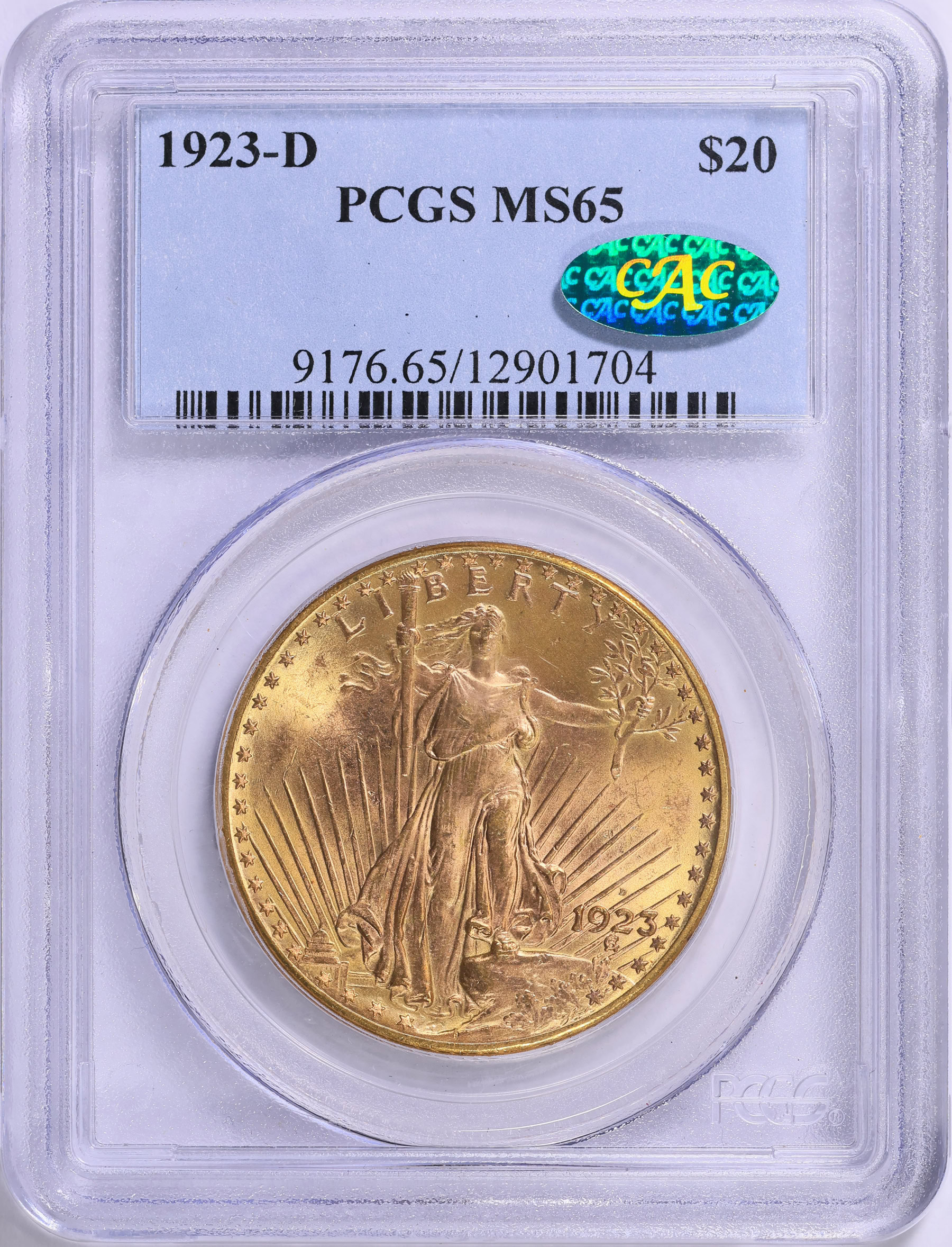 1923-D Saint-Gaudens Gold Double Eagle PCGS MS-65 (CAC Green) (Item 1804588) | GreatCollections ...