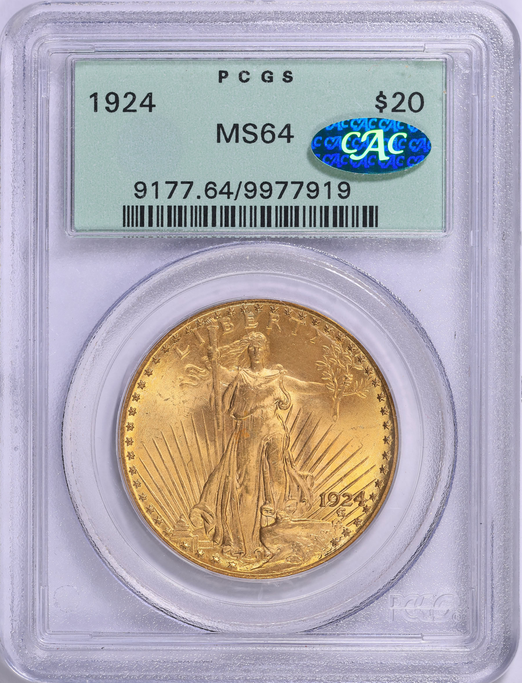 1924 Saint-Gaudens Gold Double Eagle PCGS MS-64 (CAC Green) OGH (Item 1804619 ...