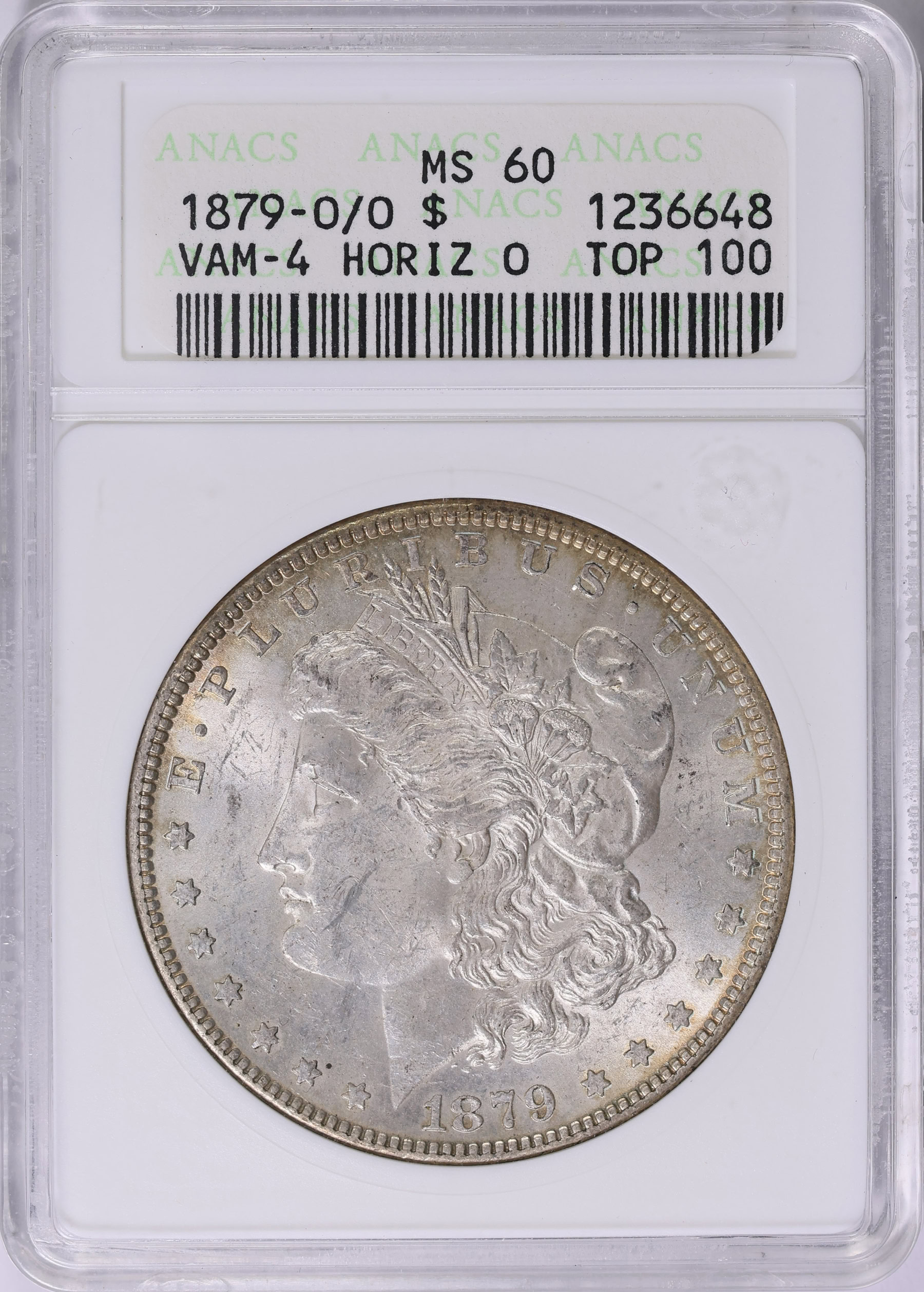 1879-O/O Morgan Silver Dollar Horizontal O VAM-4 Top 100 ANACS MS-60 OH (Item 1804657 ...