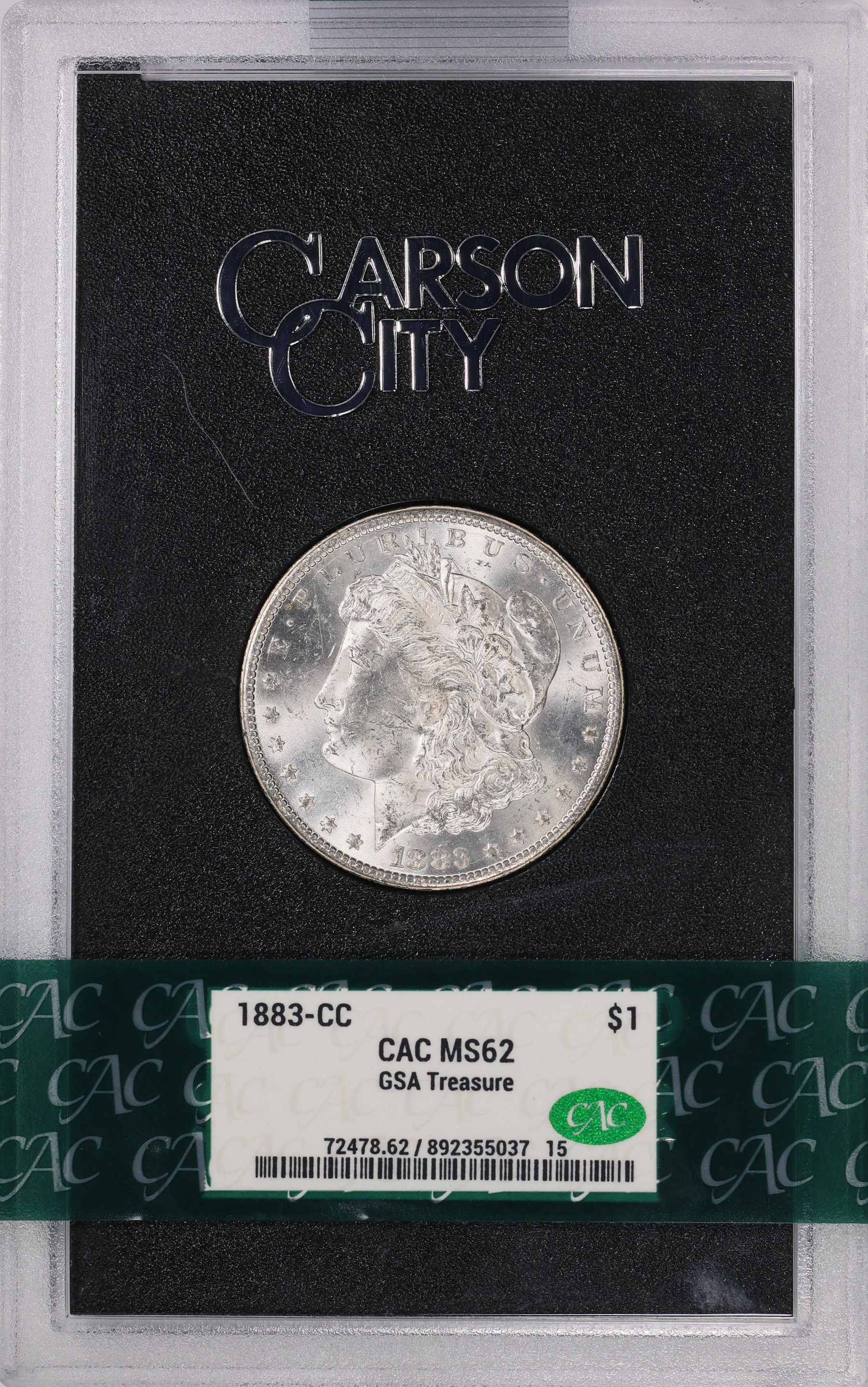 1883-CC Morgan Silver Dollar GSA Treasure CACG MS-62 (GSA Holder) (With GSA Box and Unnumbered ...