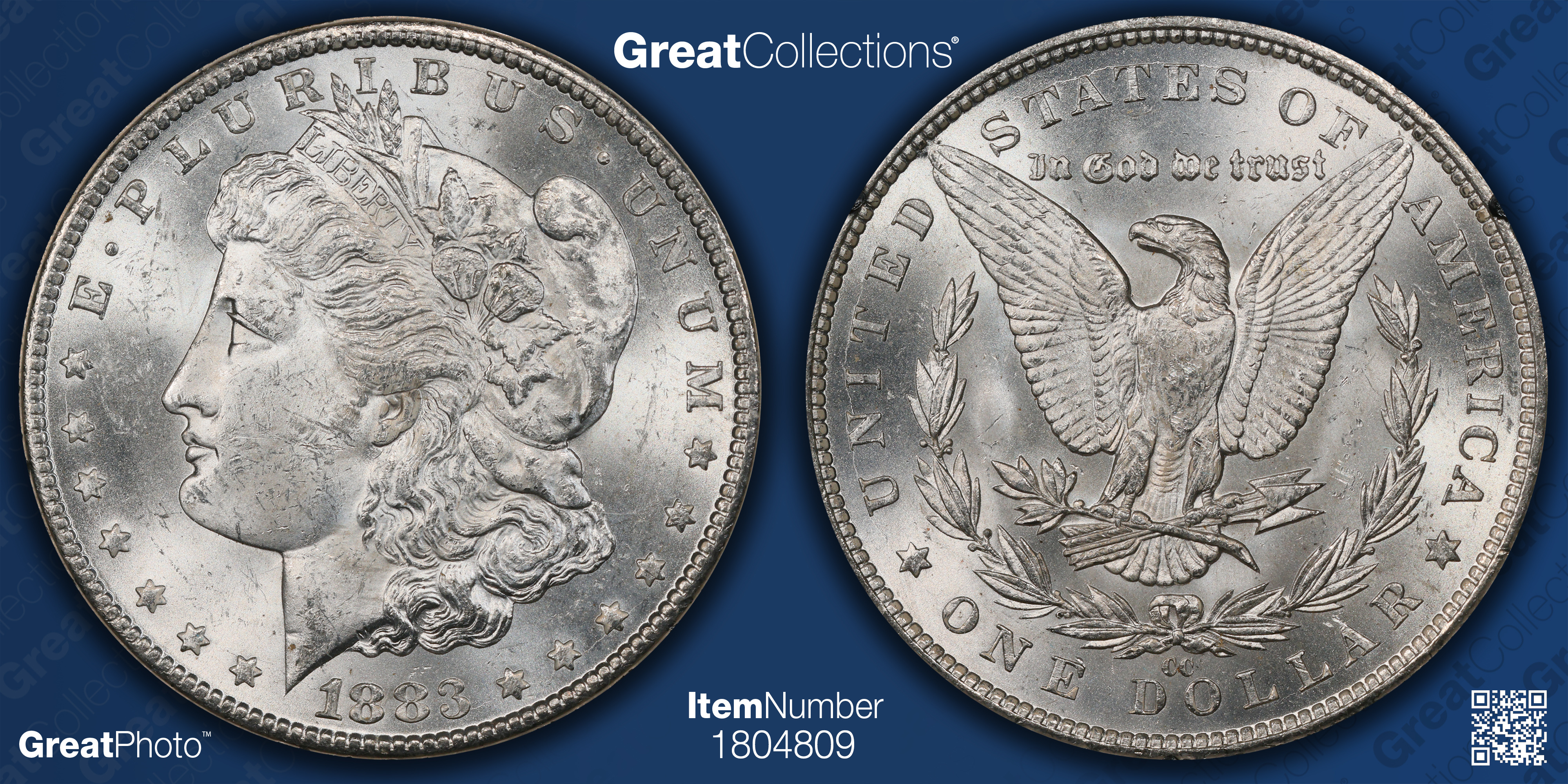 1883-CC Morgan Silver Dollar GSA Treasure CACG MS-62 (GSA Holder) (With GSA Box and Unnumbered ...