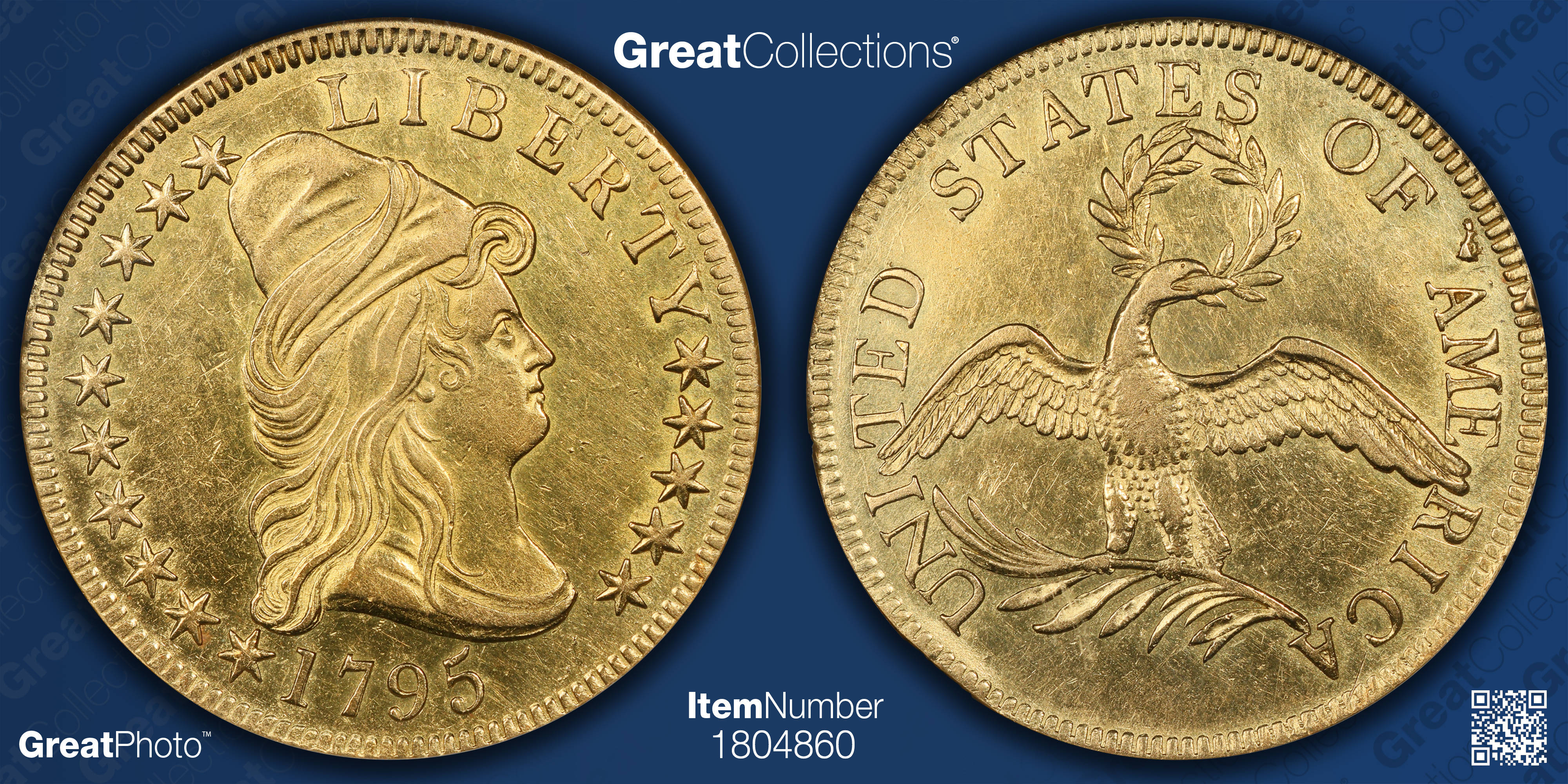 1795 Capped Bust Gold Eagle 13 Leaves ANACS NET AU-50 AU Details OH ...