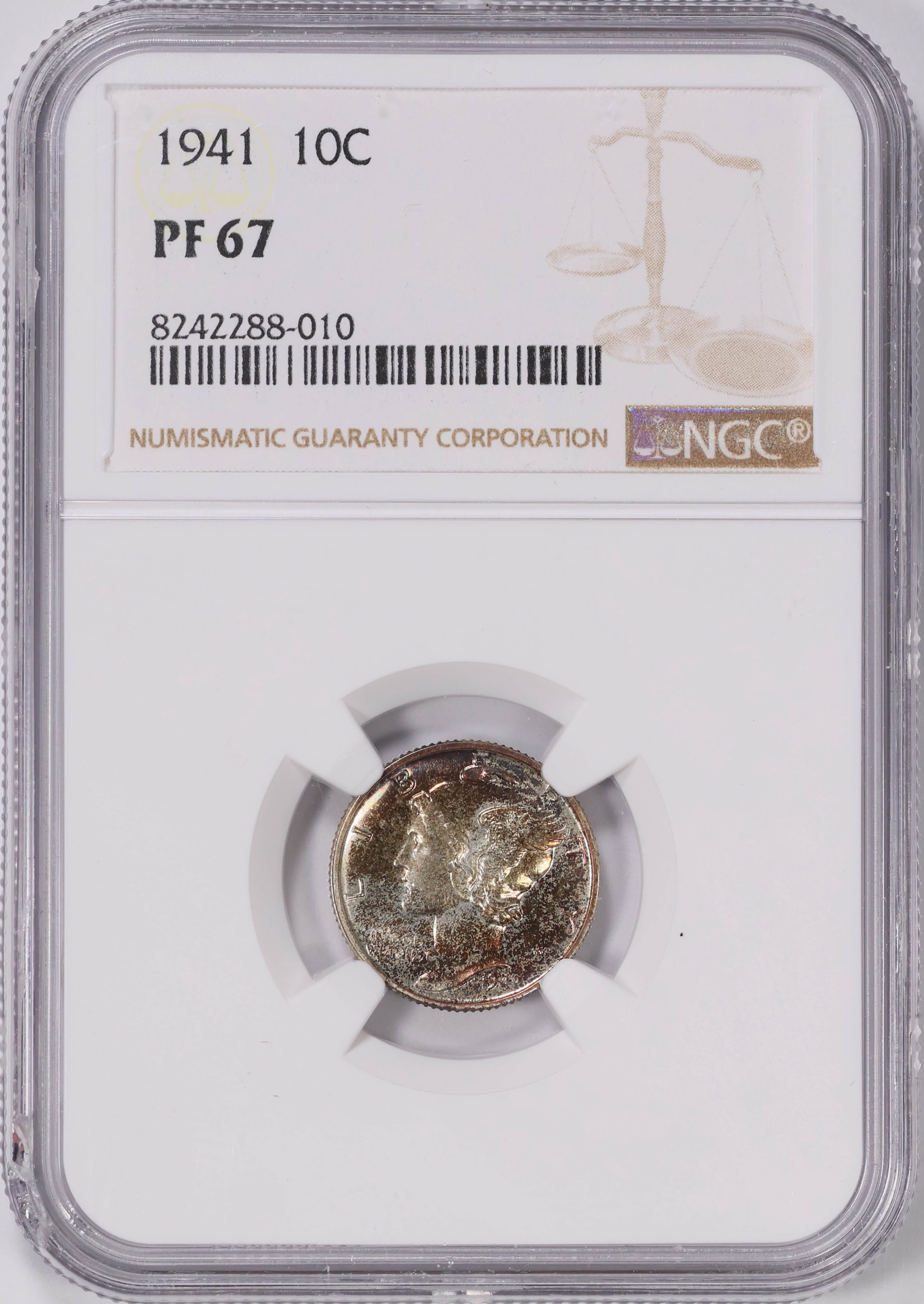 1941 Mercury Dime NGC Proof-67 (Toned) (Item 1804882) | GreatCollections Coin Auctions