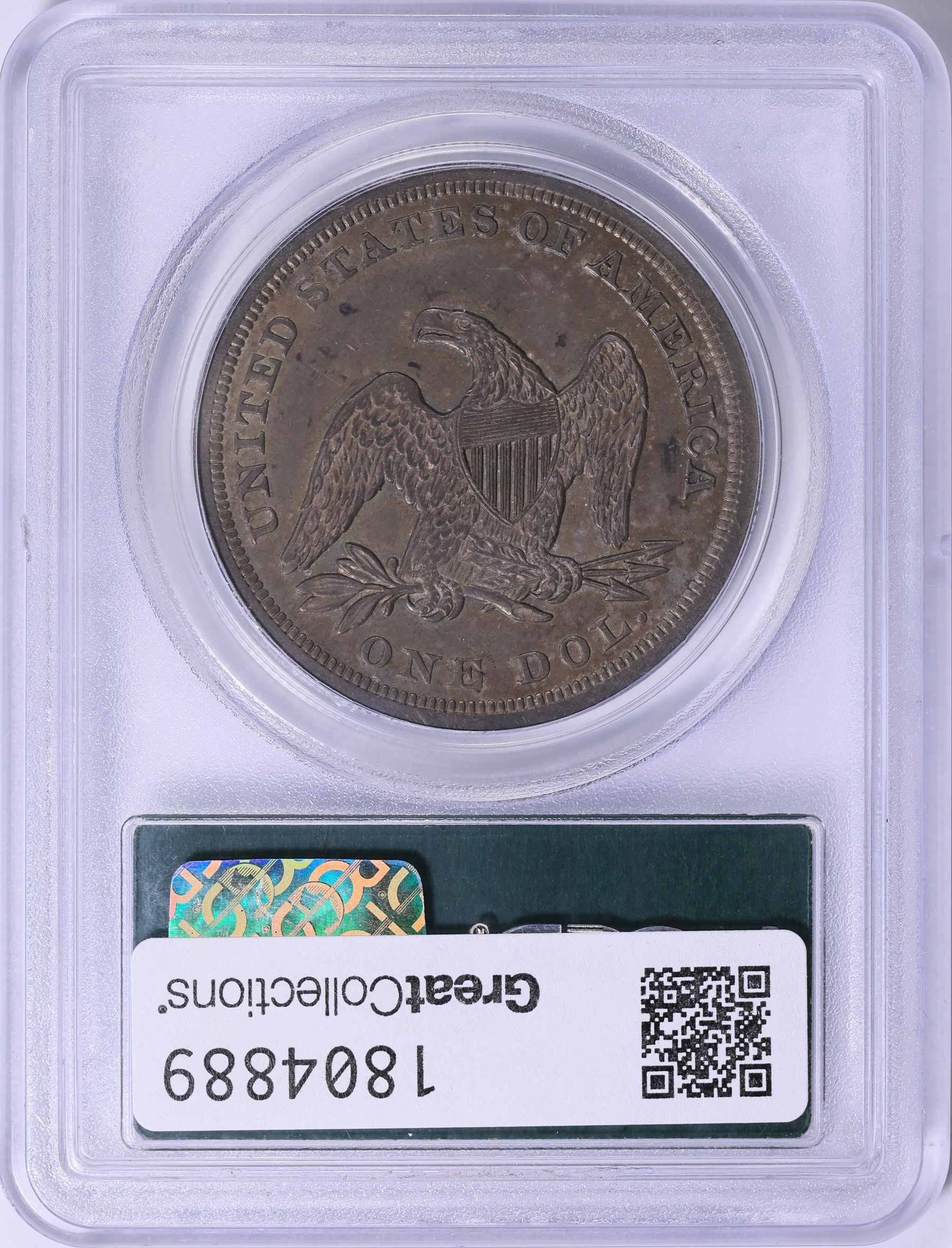 1849 Seated Liberty Silver Dollar PCGS AU-50 OGH (Toned) (Item 1804889) | GreatCollections Coin ...