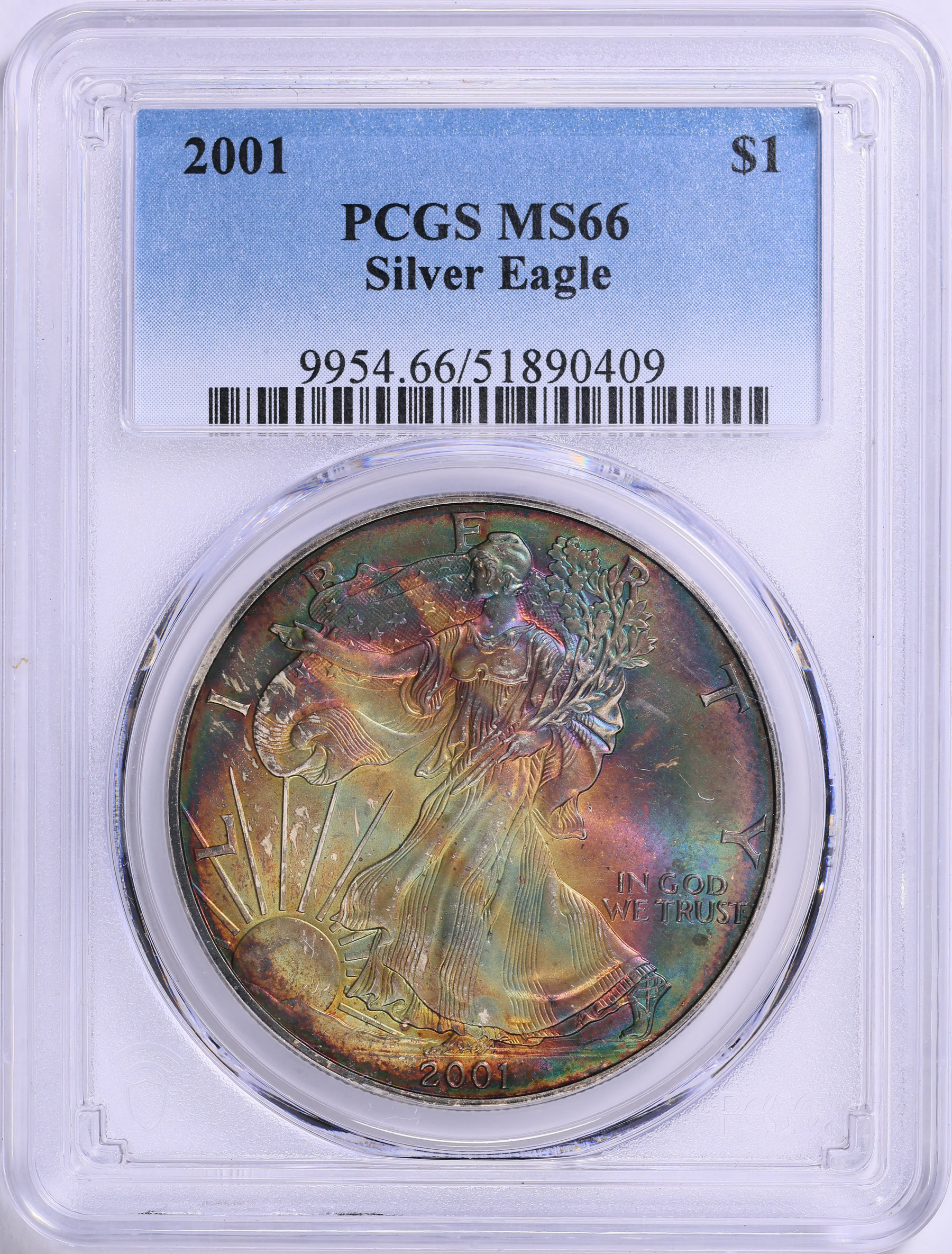 2001 $1 Silver Eagle PCGS MS-66 (Toned) (Item 1804890 ...