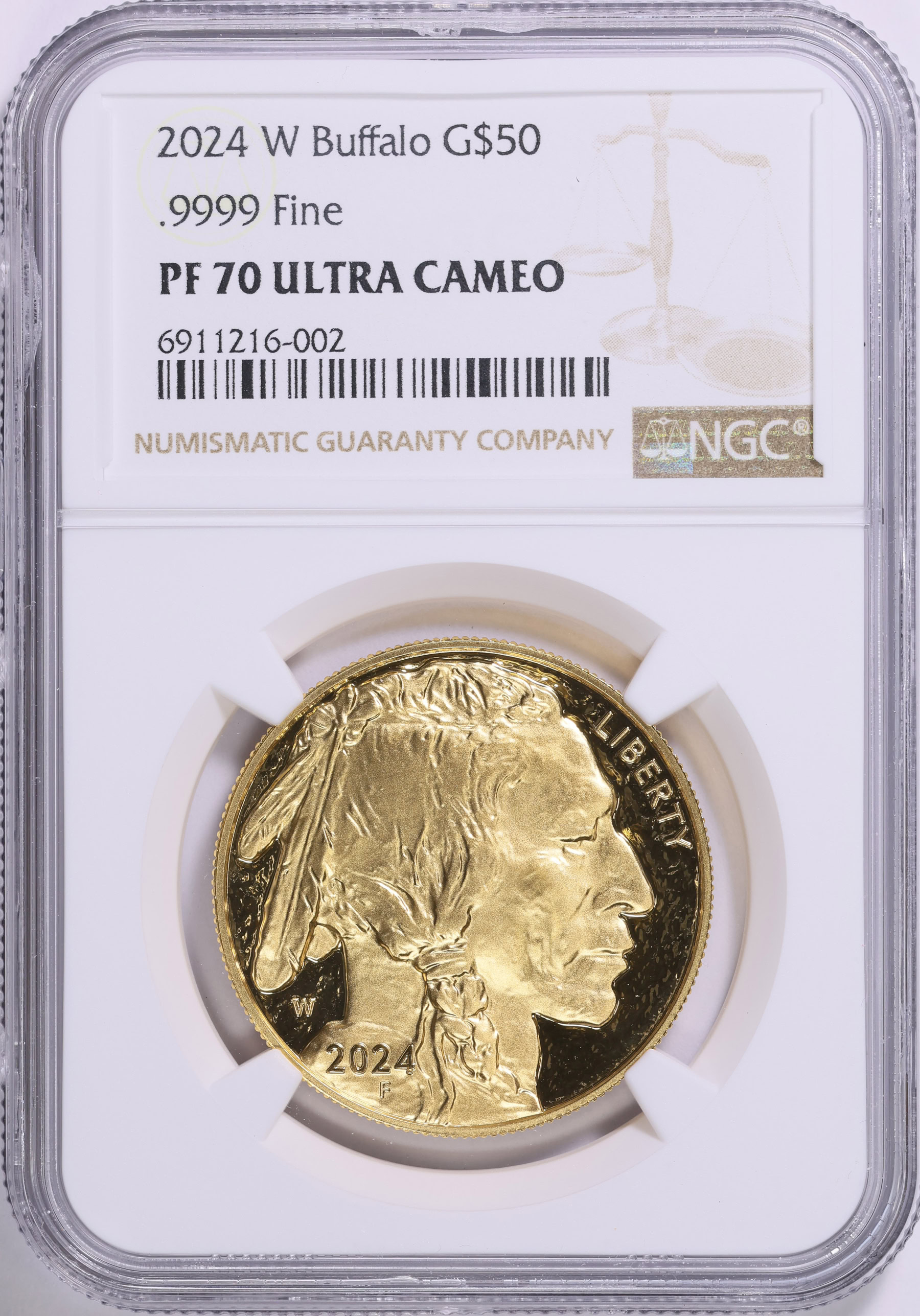 2024-W $50 One-Ounce Gold American Buffalo NGC Proof-70 UC | NGC Cert #6911216-002 ...