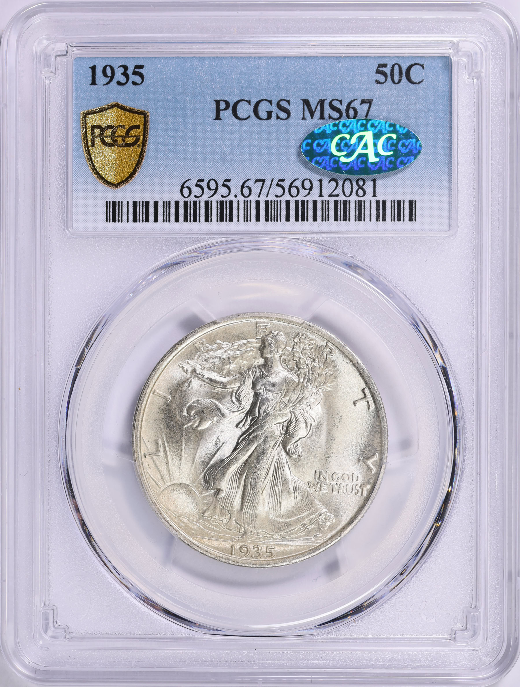1935 Walking Liberty Half Dollar PCGS MS-67 (CAC Green) (Item 1804959) | GreatCollections Coin ...