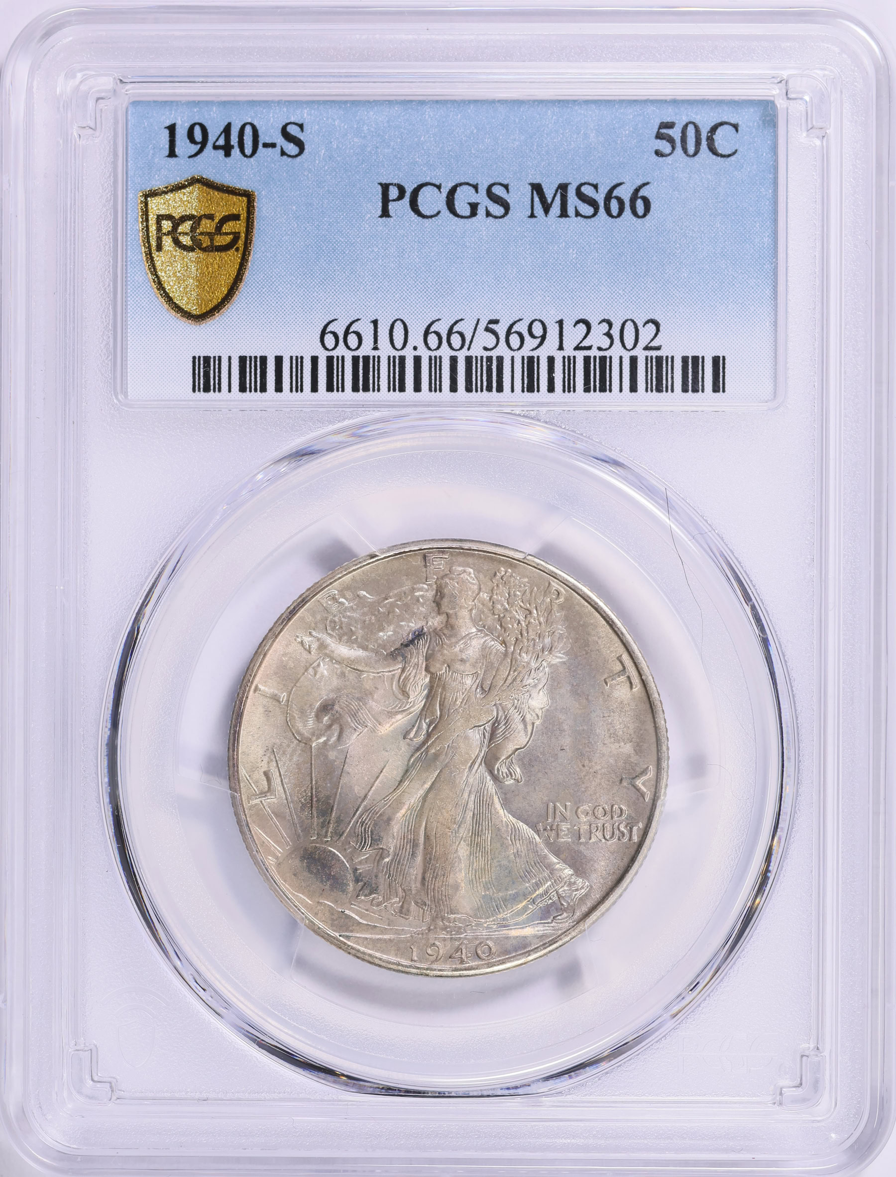 1940-S Walking Liberty Half Dollar PCGS MS-66 (Toned) (Item 1804972) | GreatCollections Coin ...
