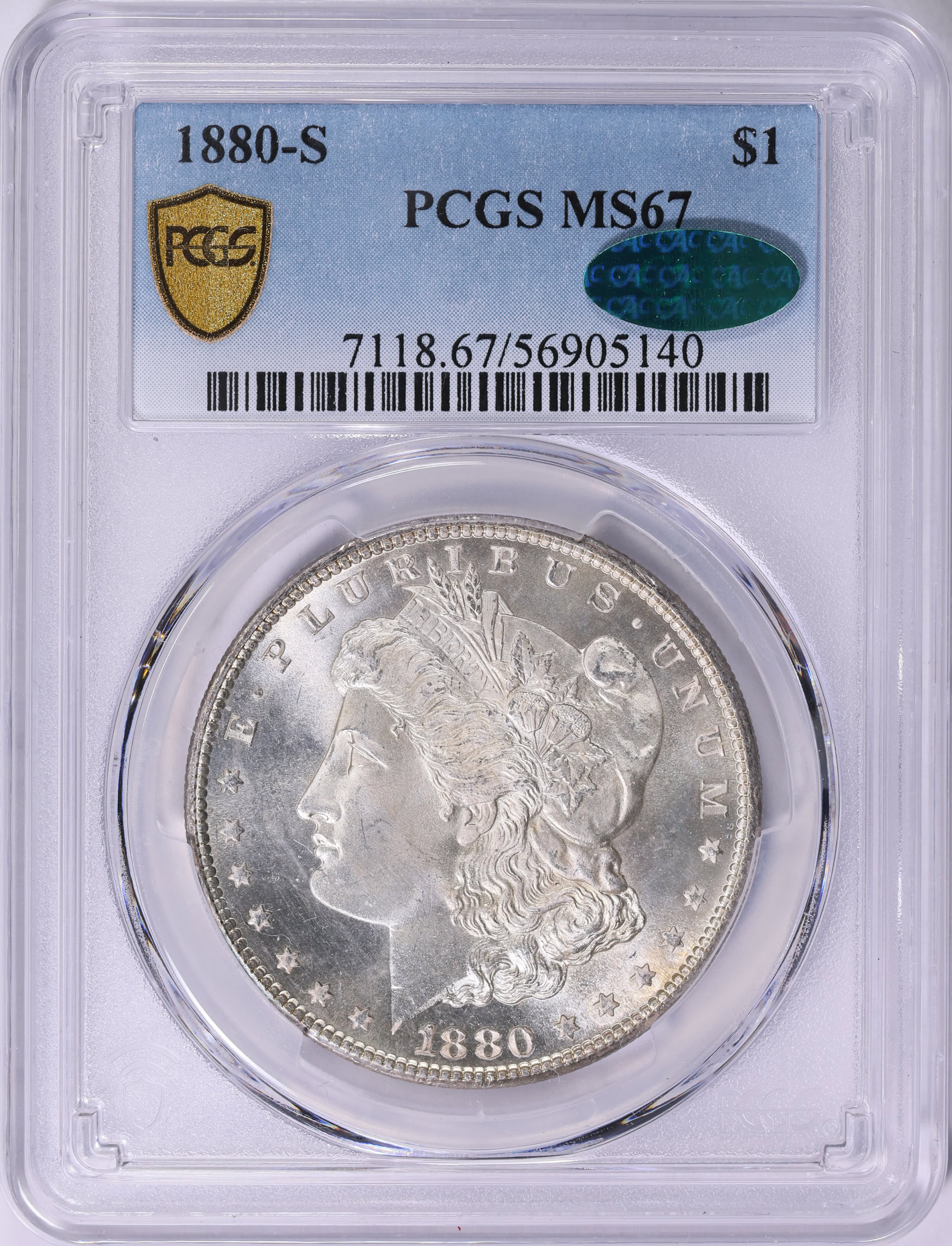 1880-S Morgan Silver Dollar PCGS MS-67 (CAC Green) (Item 1804979) | GreatCollections Coin Auctions