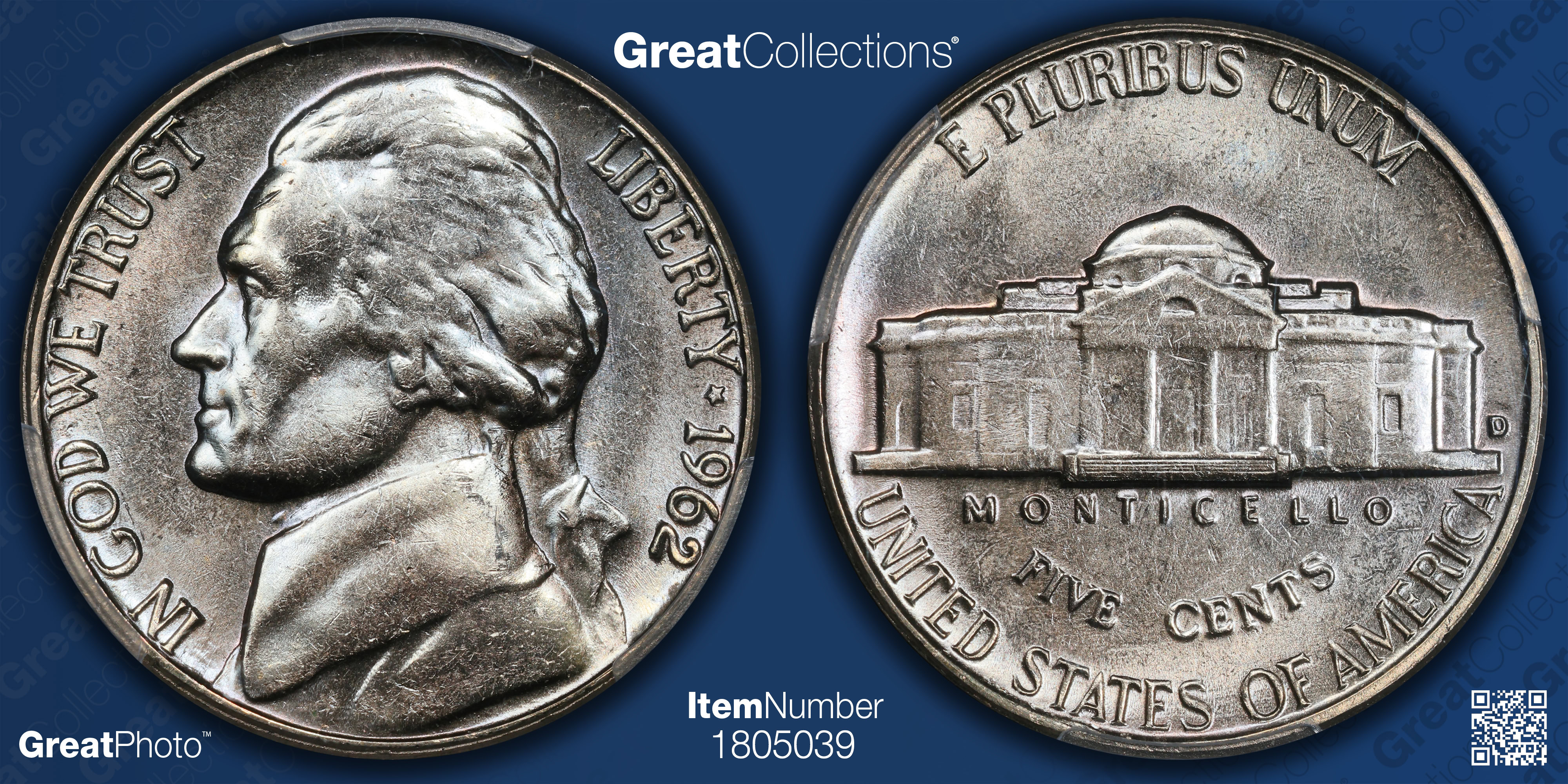 1962-D Jefferson Nickel PCGS MS-64 FS (Toned) (Item 1805039 ...