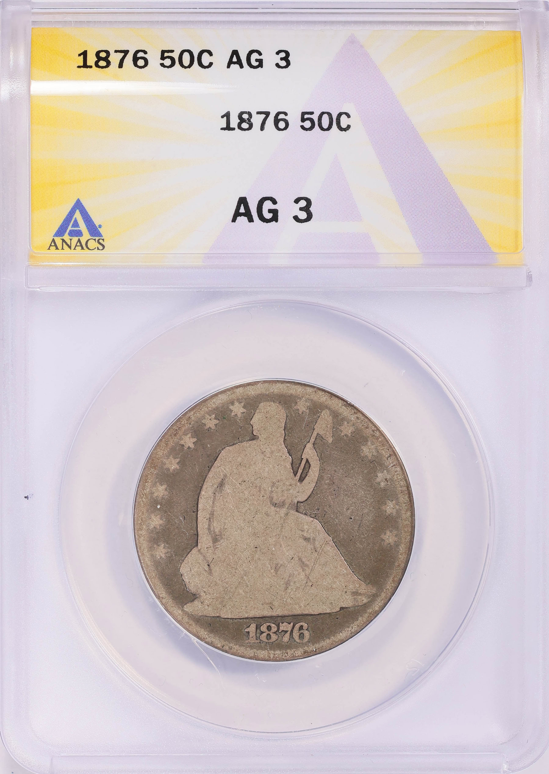 1876 Seated Liberty Half Dollar ANACS AG-03 (Item 1805074) | GreatCollections Coin Auctions