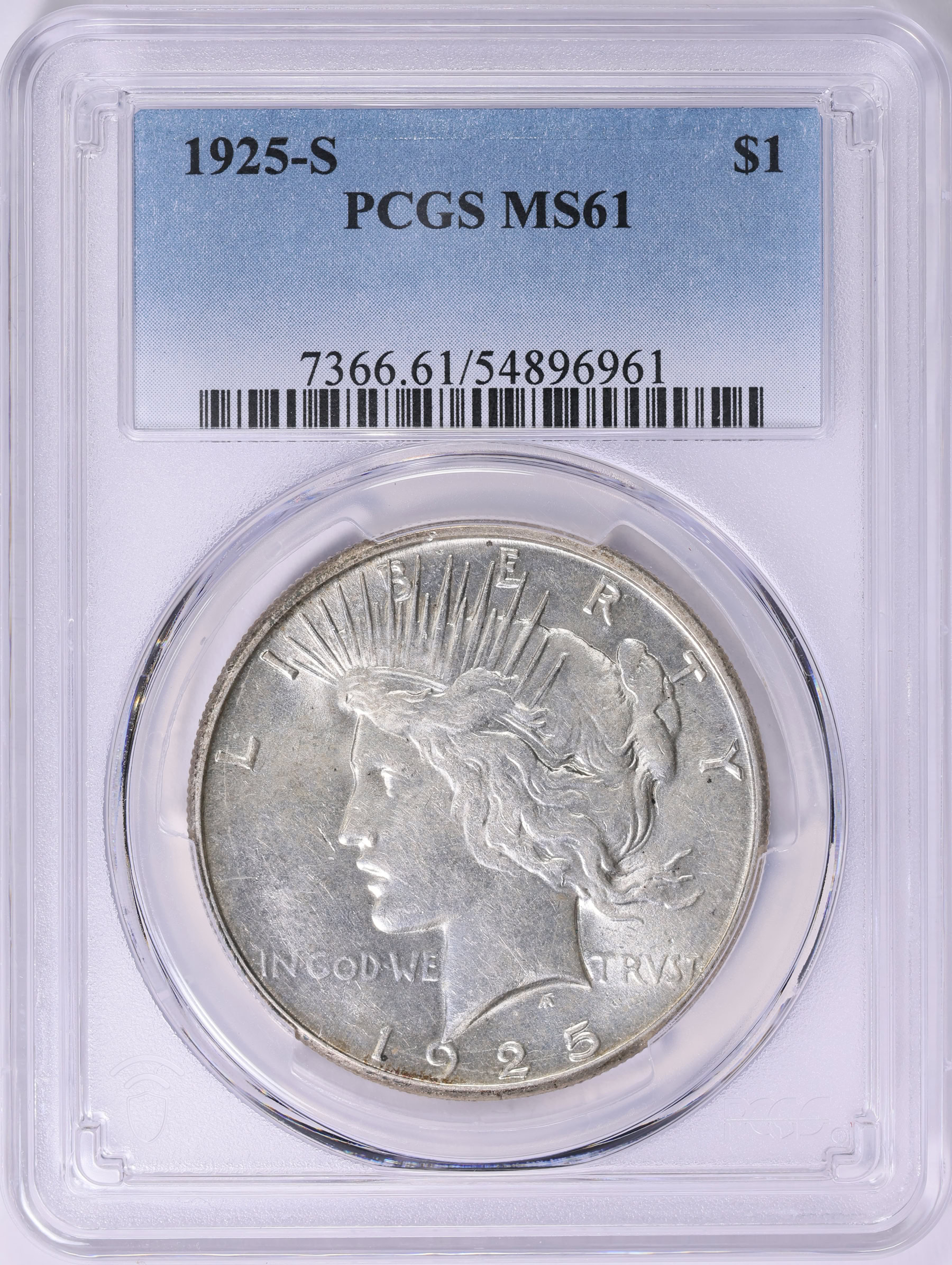1925-S Peace Silver Dollar PCGS MS-61 (Item 1805272) | GreatCollections Coin Auctions
