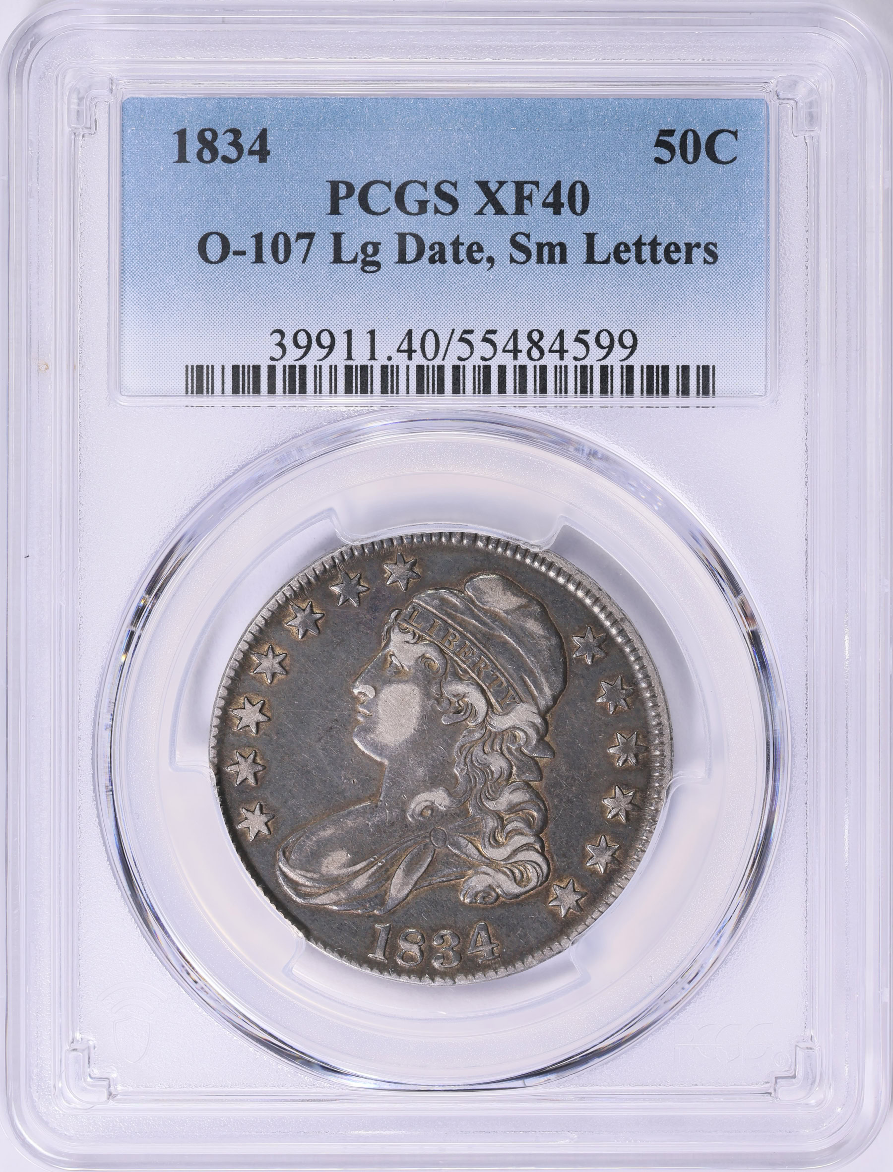 1834 Capped Bust Half Dollar Large Date, Small Letters Overton 107 PCGS XF-40 (Item 1805298 ...
