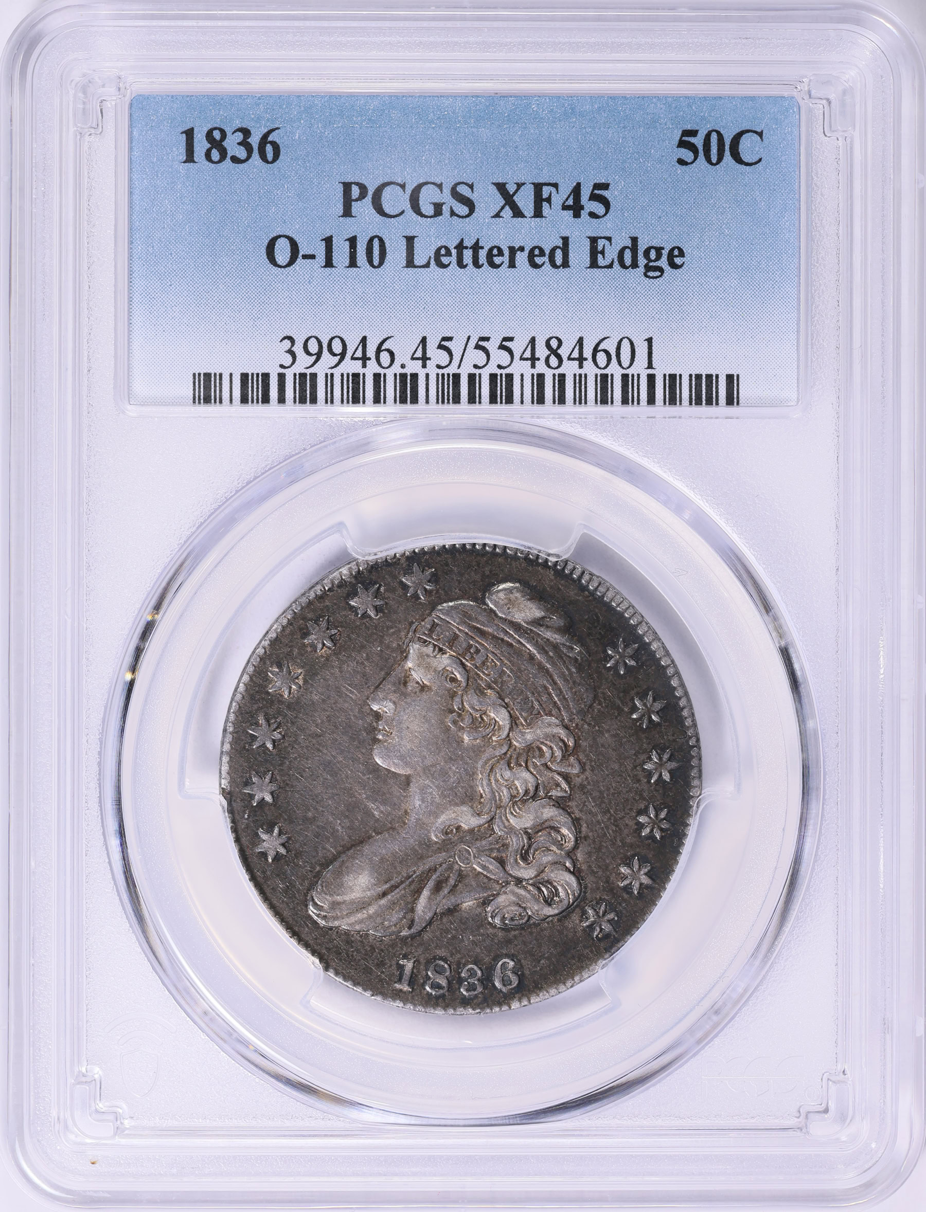 1836 Capped Bust Half Dollar Lettered Edge Overton 110 PCGS XF-45 (Toned) (Item 1805300 ...