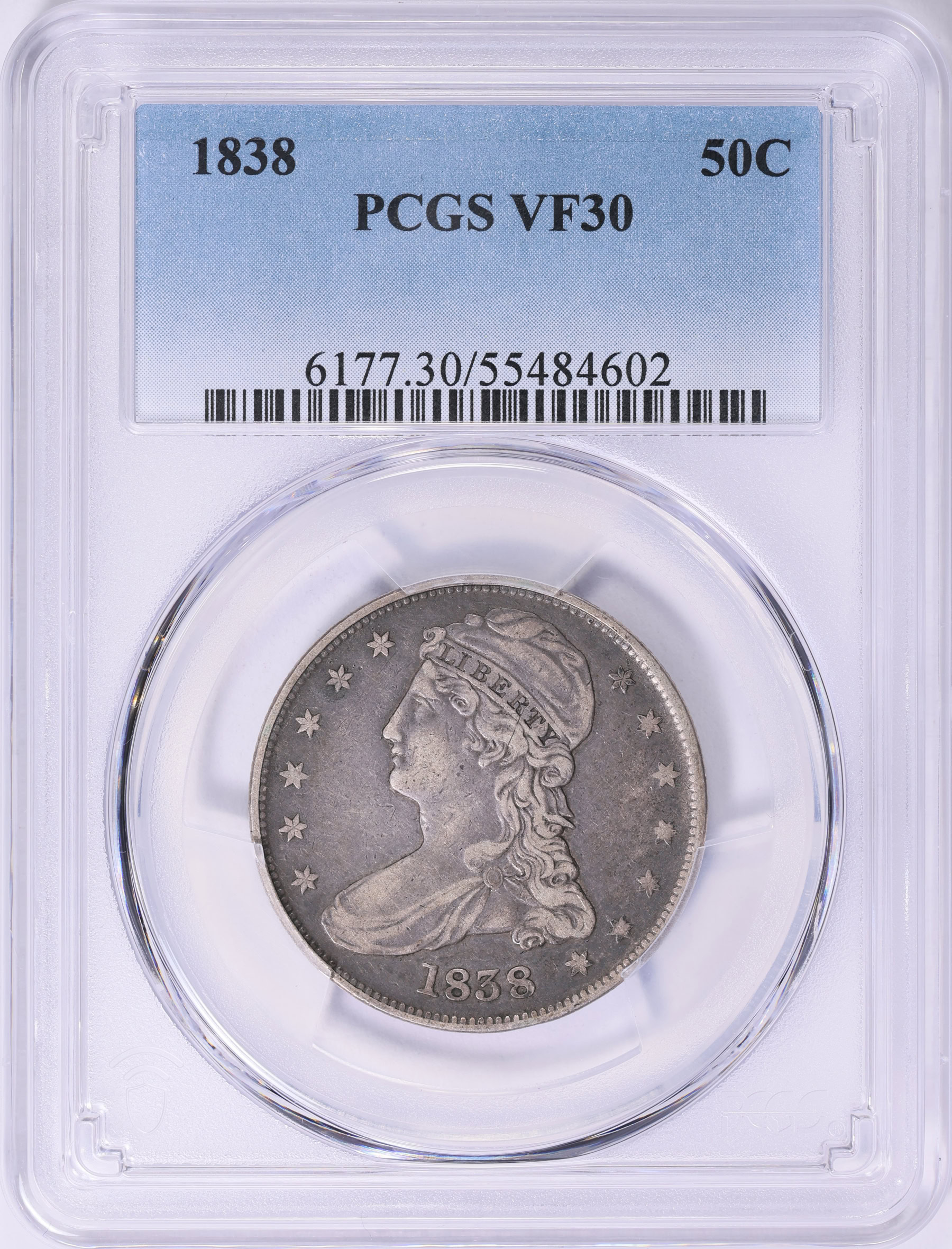1838 Capped Bust Half Dollar Reeded Edge PCGS VF-30 (Item 1805301 ...