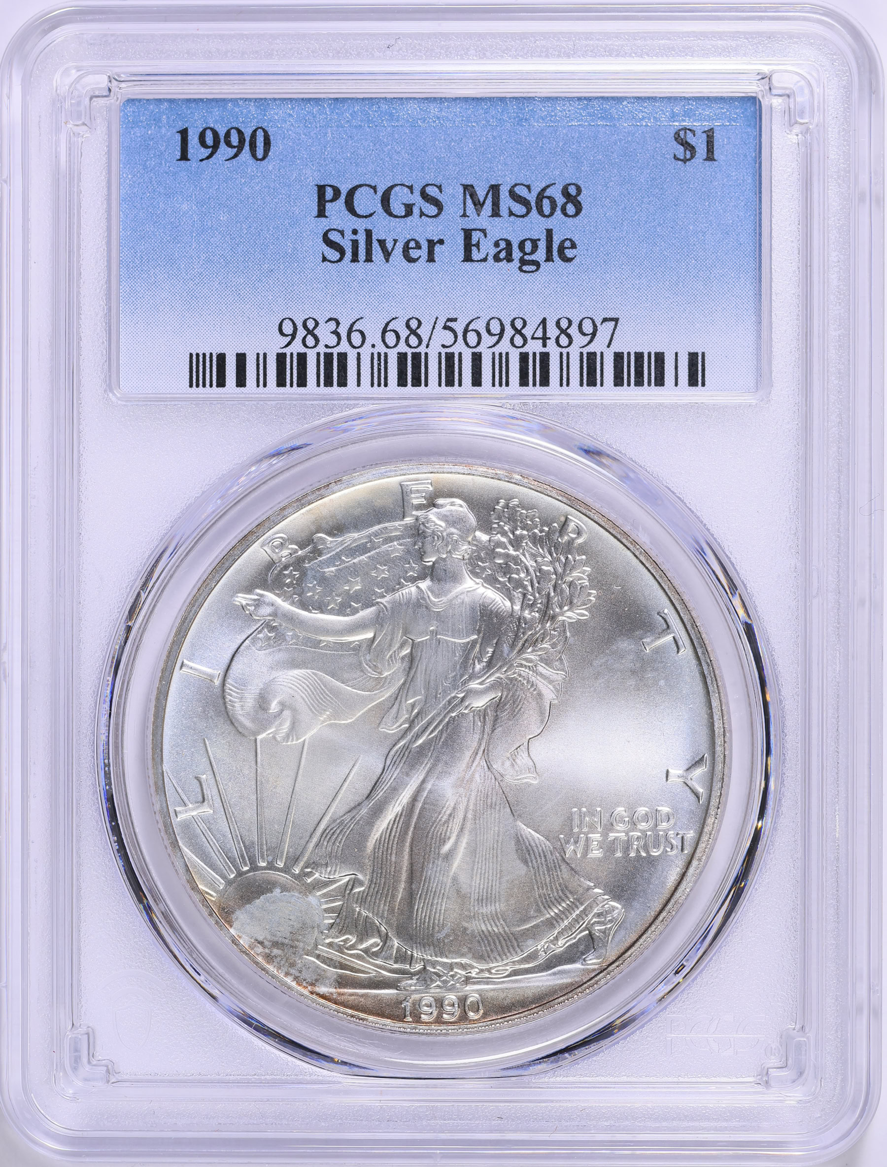 1990 $1 Silver Eagle PCGS MS-68 (Item 1805357) | GreatCollections Coin ...
